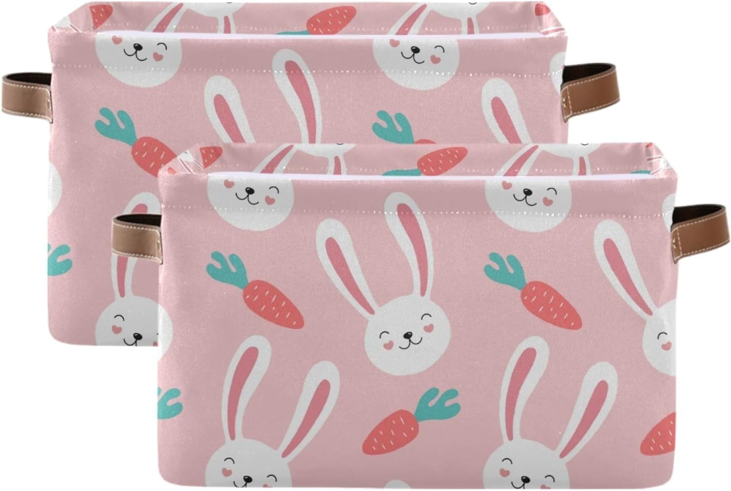 Coolnut Large Foldable Storage Bin Cute Pink Rabbit Carrots Fabric ...