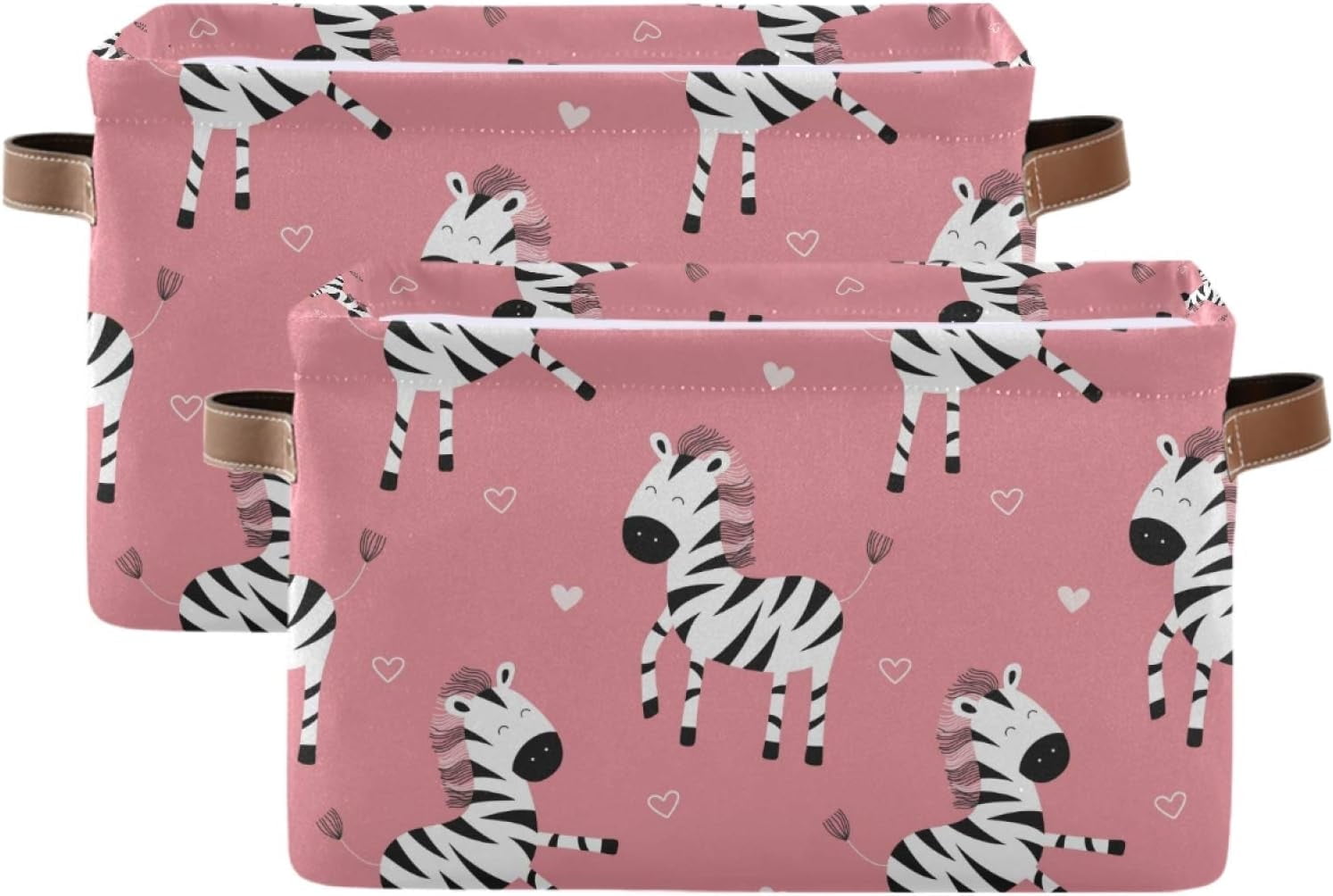 Coolnut Large Foldable Storage Bin Cute Zebras Pink Fabric Storage ...