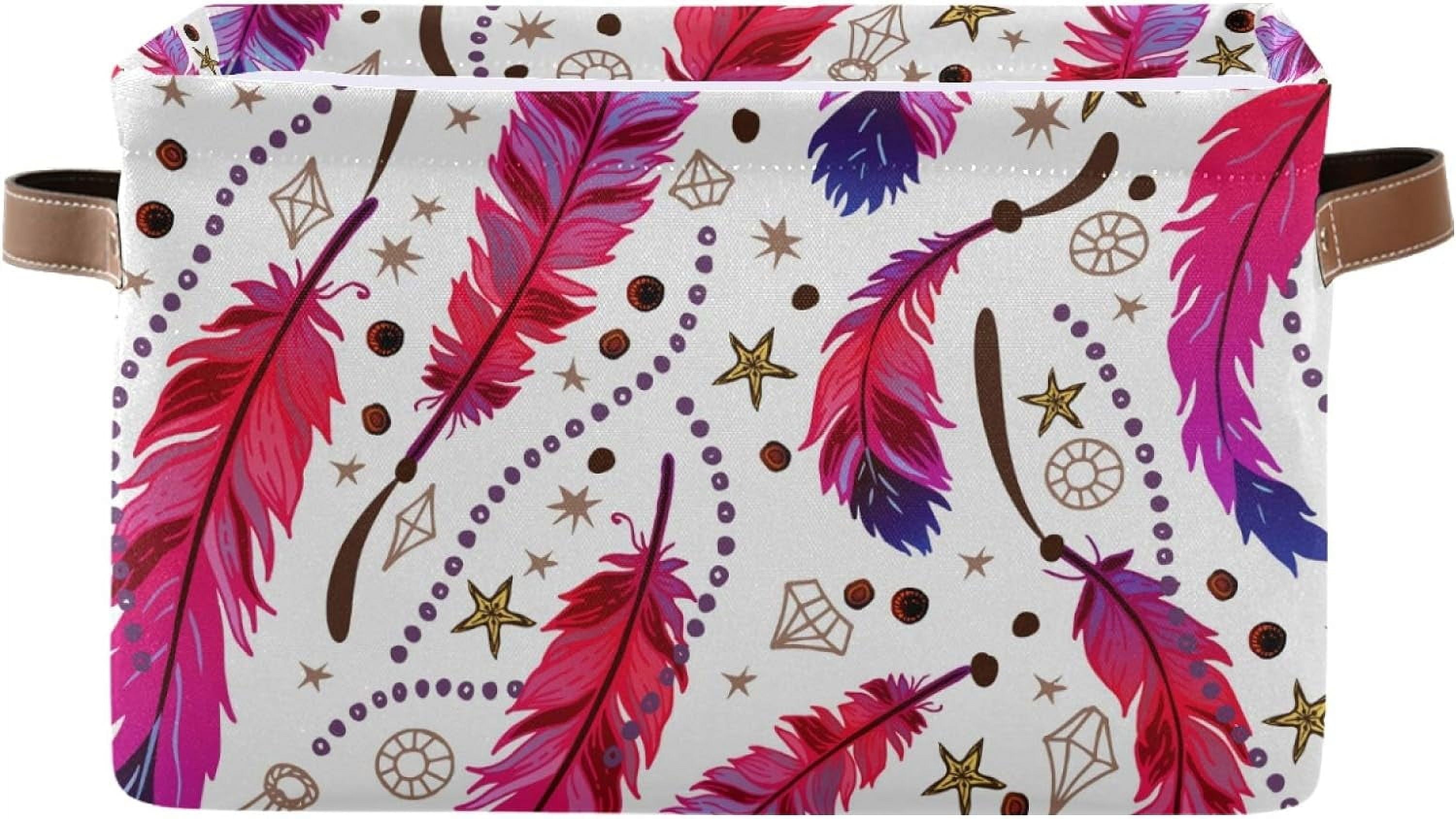 Coolnut Large Foldable Storage Bin Ethnic Feather Fabric Storage ...