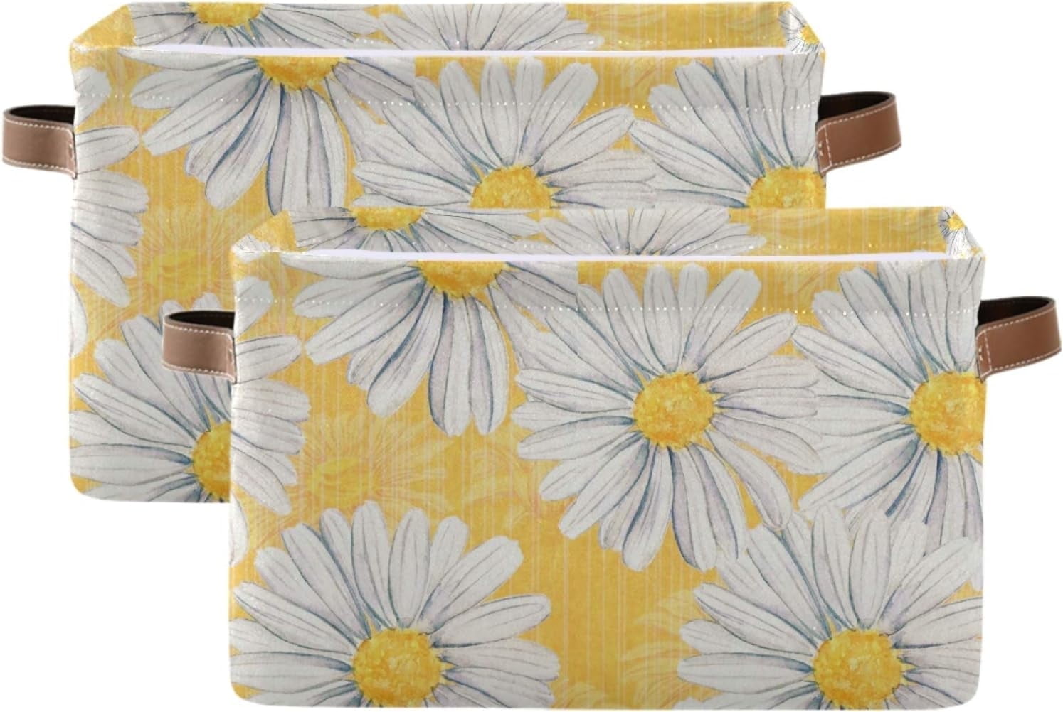 Coolnut Large Foldable Storage Bin Floral Daisy Flowers Fabric Storage ...