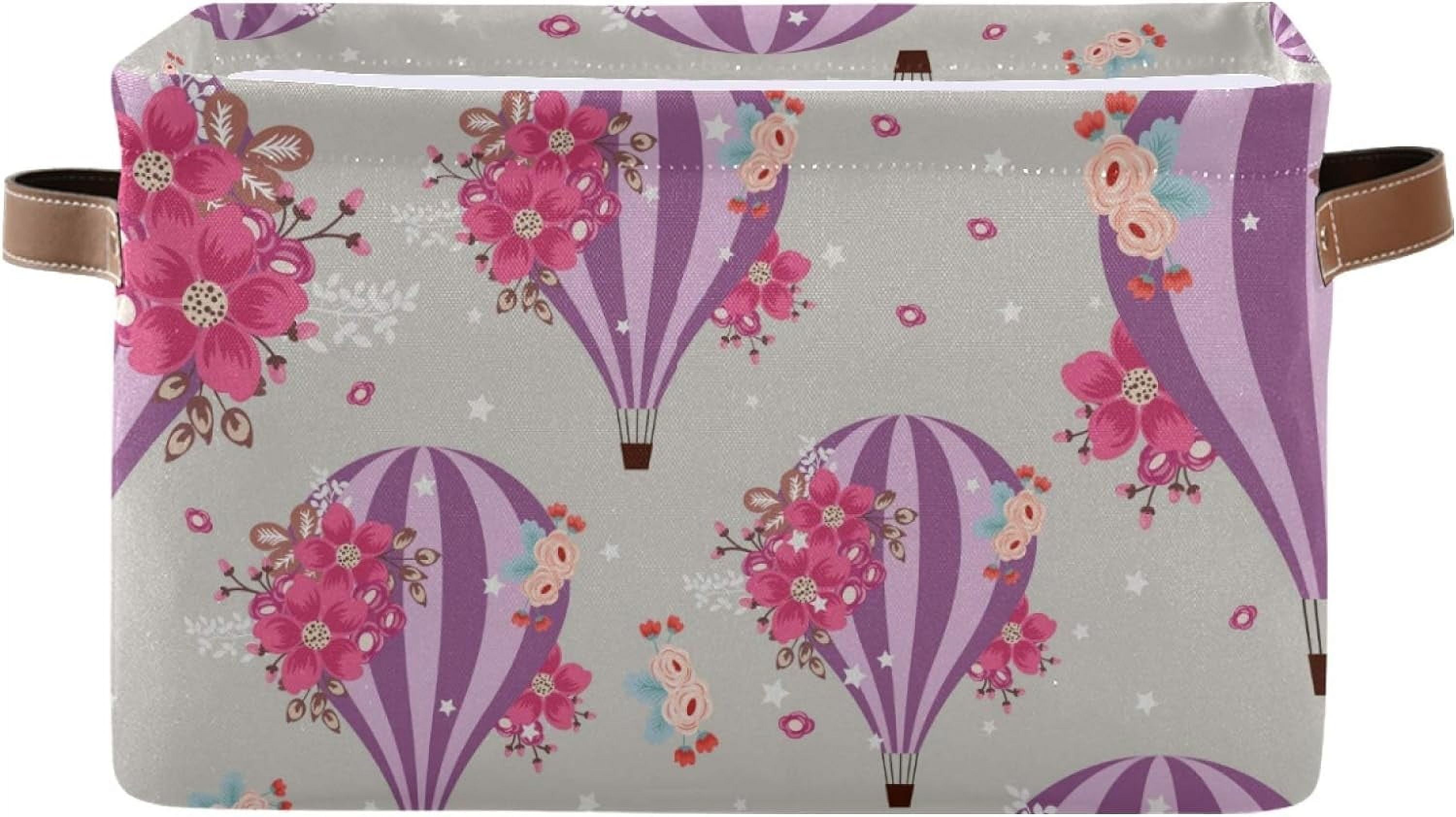 Coolnut Large Foldable Storage Bin Flying Floral Balloons Fabric ...