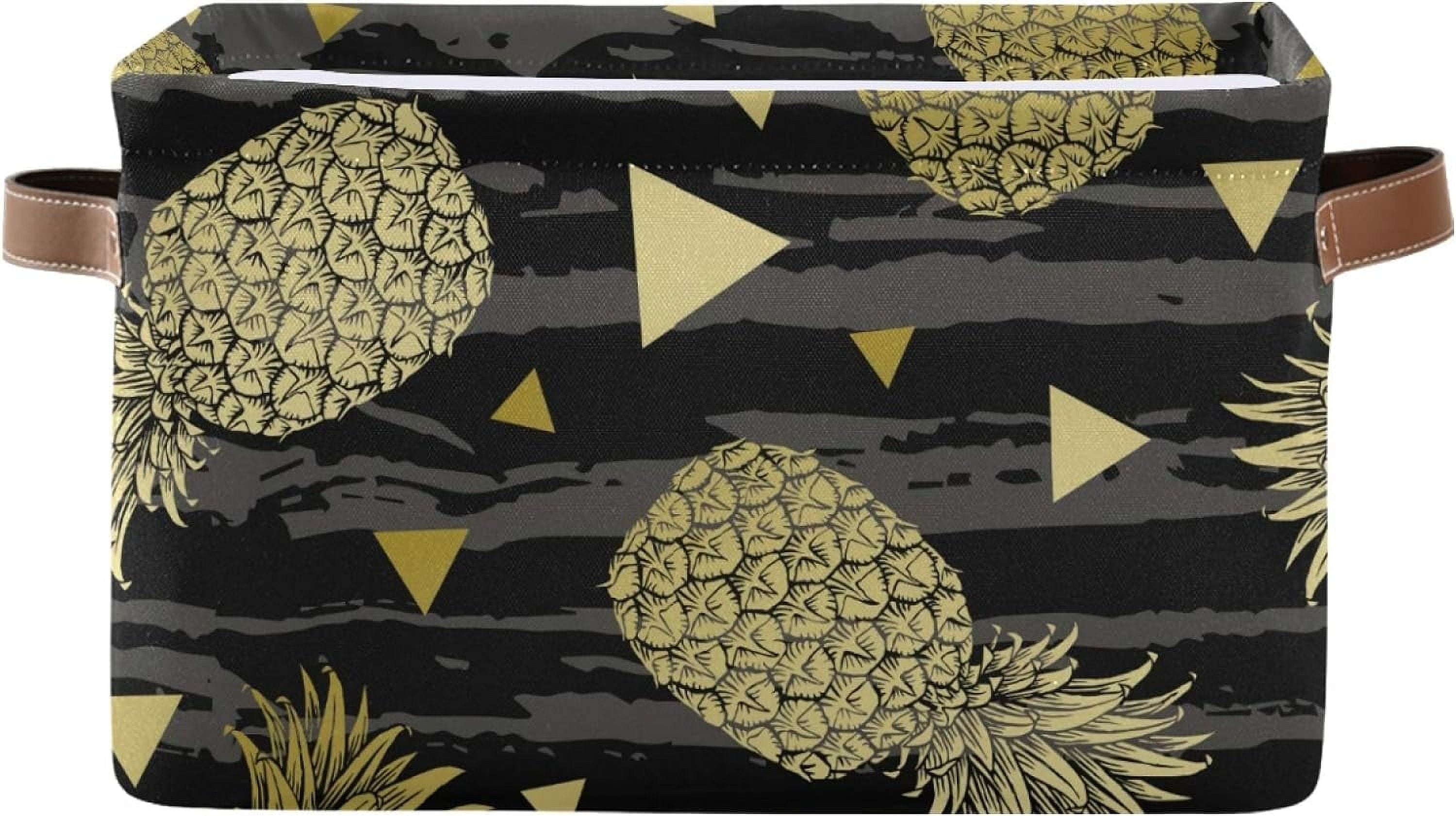 Coolnut Large Foldable Storage Bin Fruits Gold Pineapple Fabric Storage ...