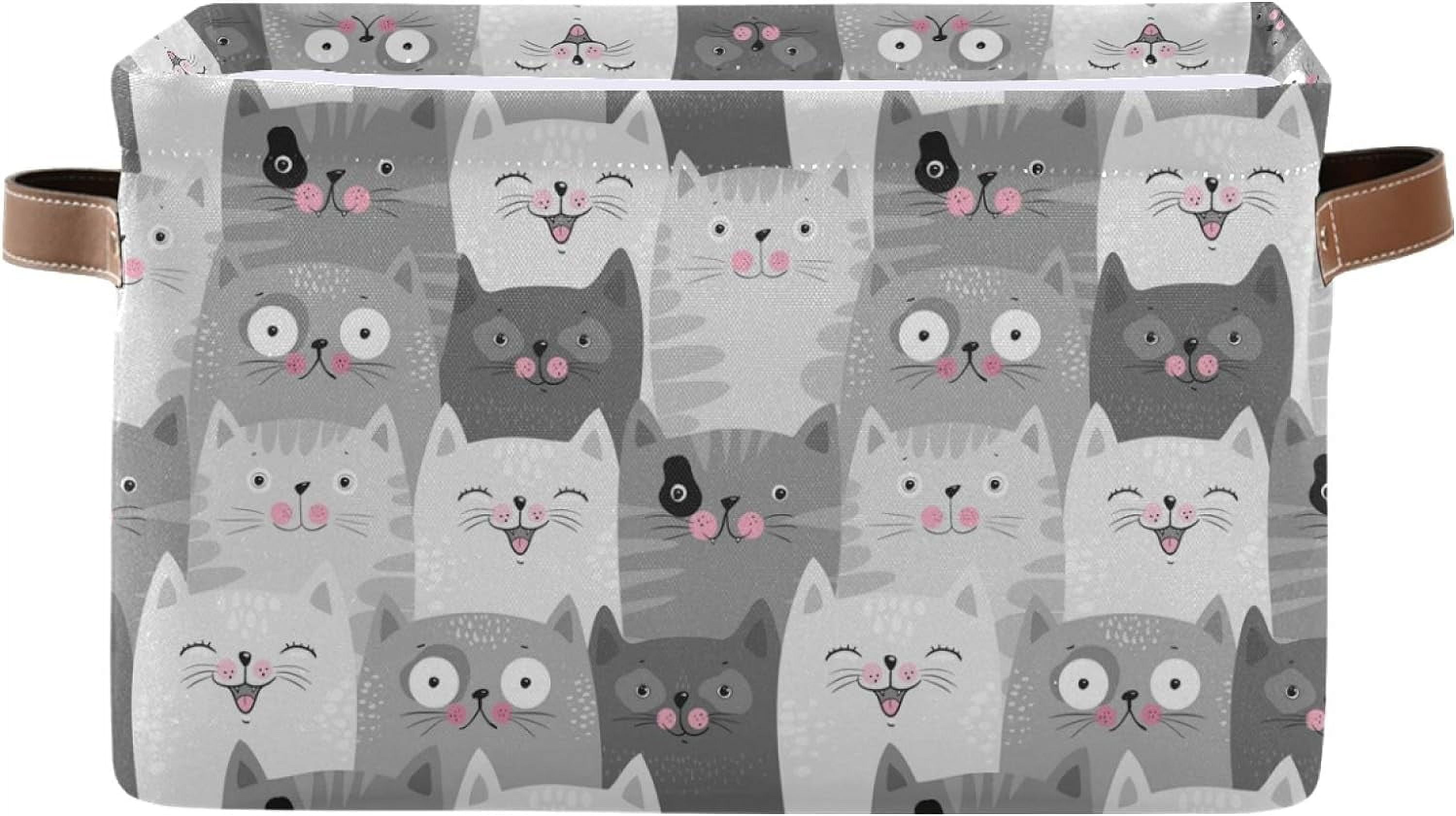 Coolnut Large Foldable Storage Bin Funny Grey Cats Fabric Storage ...