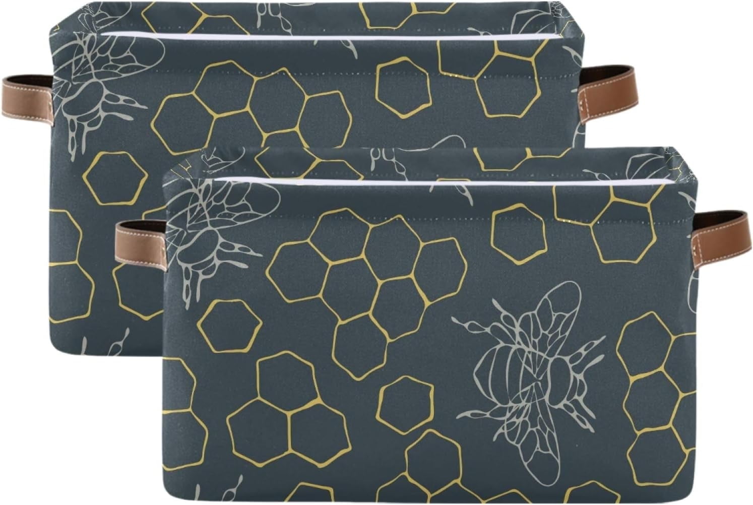 Coolnut Large Foldable Storage Bin Funny Honeycomb Bee Fabric Storage ...