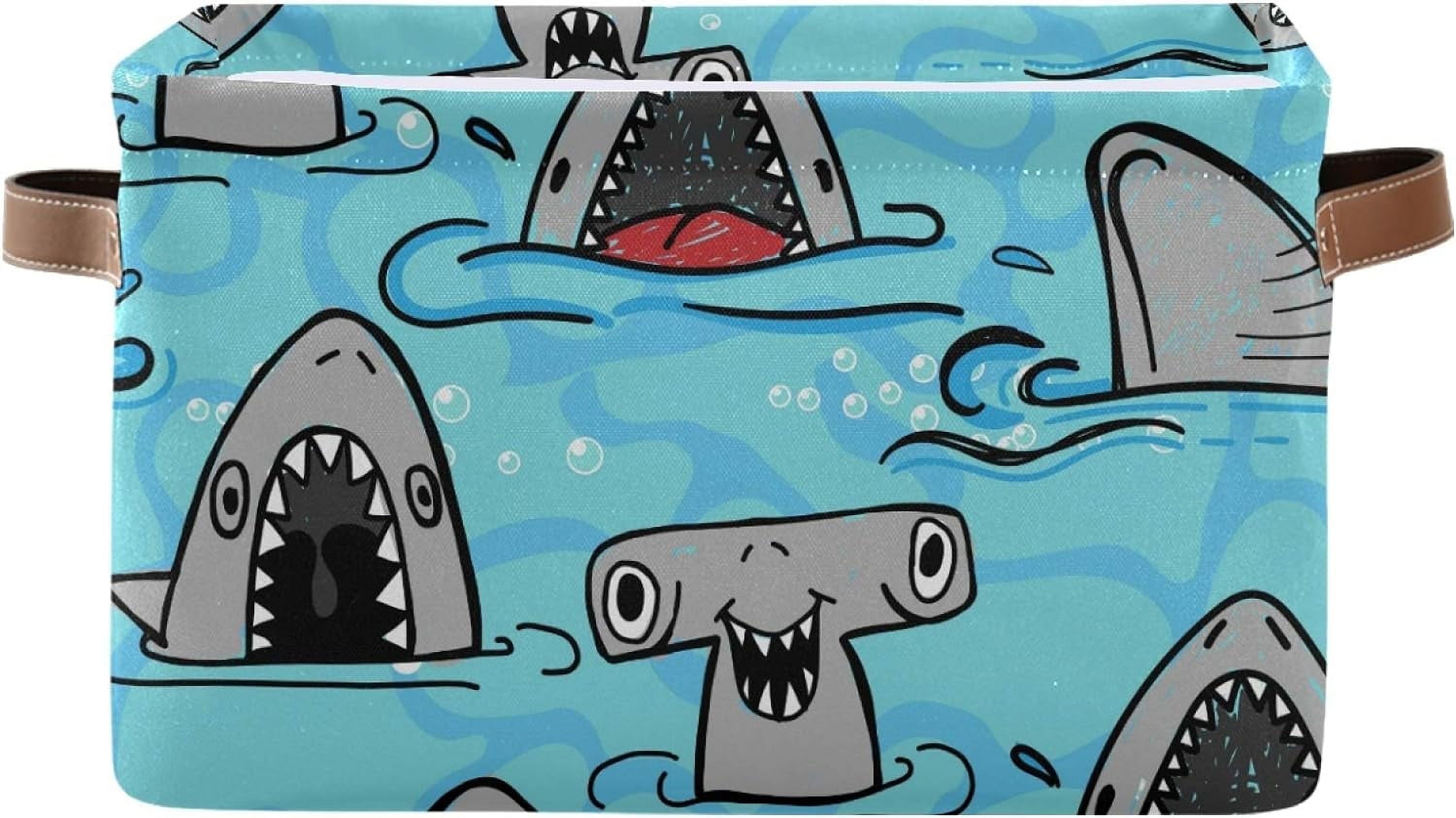 Coolnut Large Foldable Storage Bin Funny Shark Fabric Storage Baskets ...