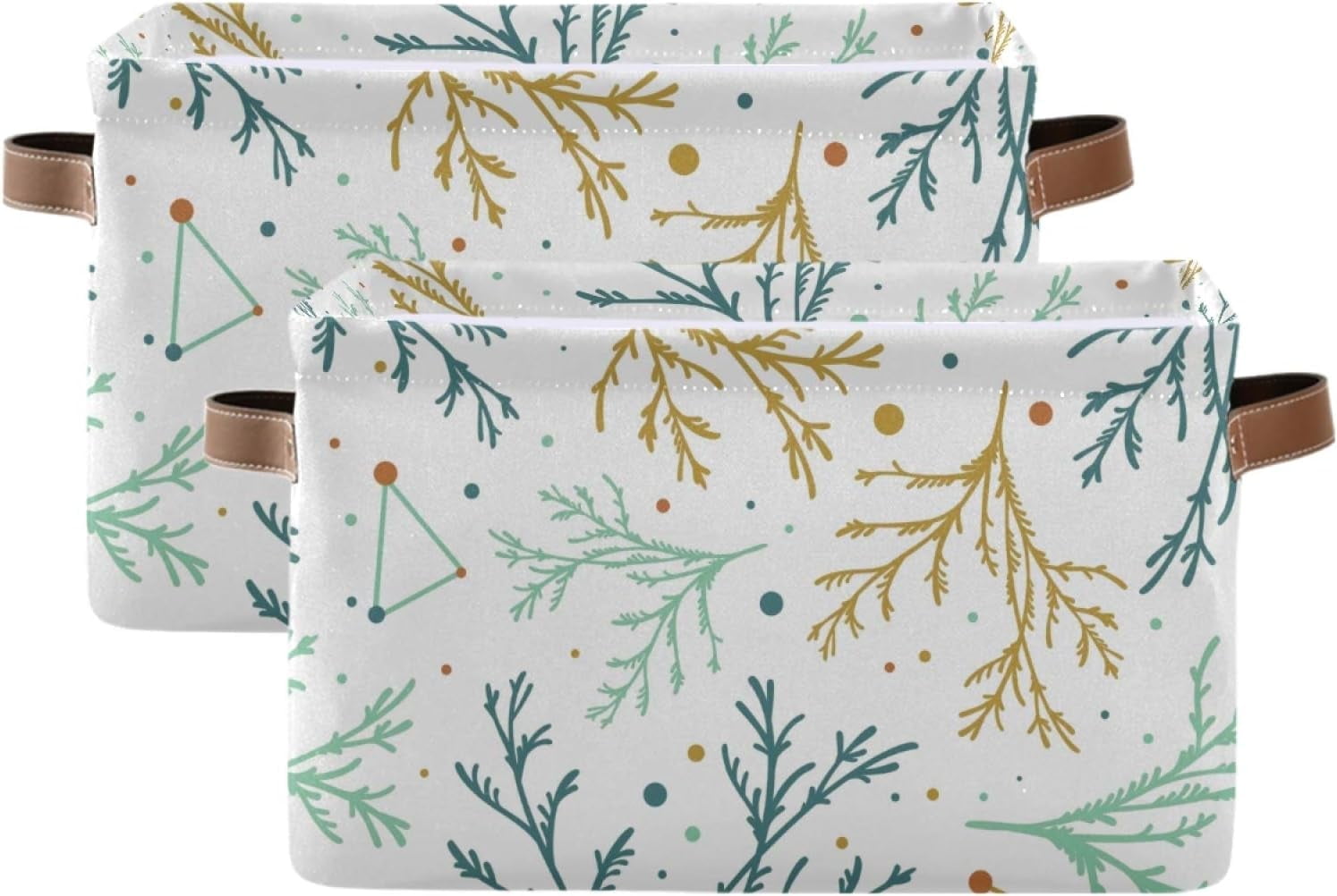 Coolnut Large Foldable Storage Bin Geometric Shapes Plants Fabric ...