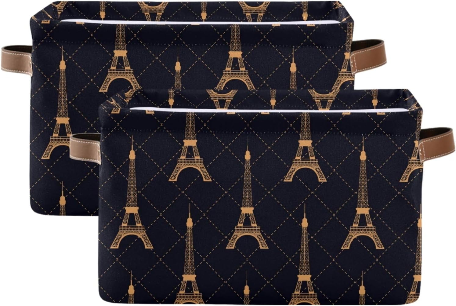 Coolnut Large Foldable Storage Bin Gold Color Eiffel Tower Fabric ...