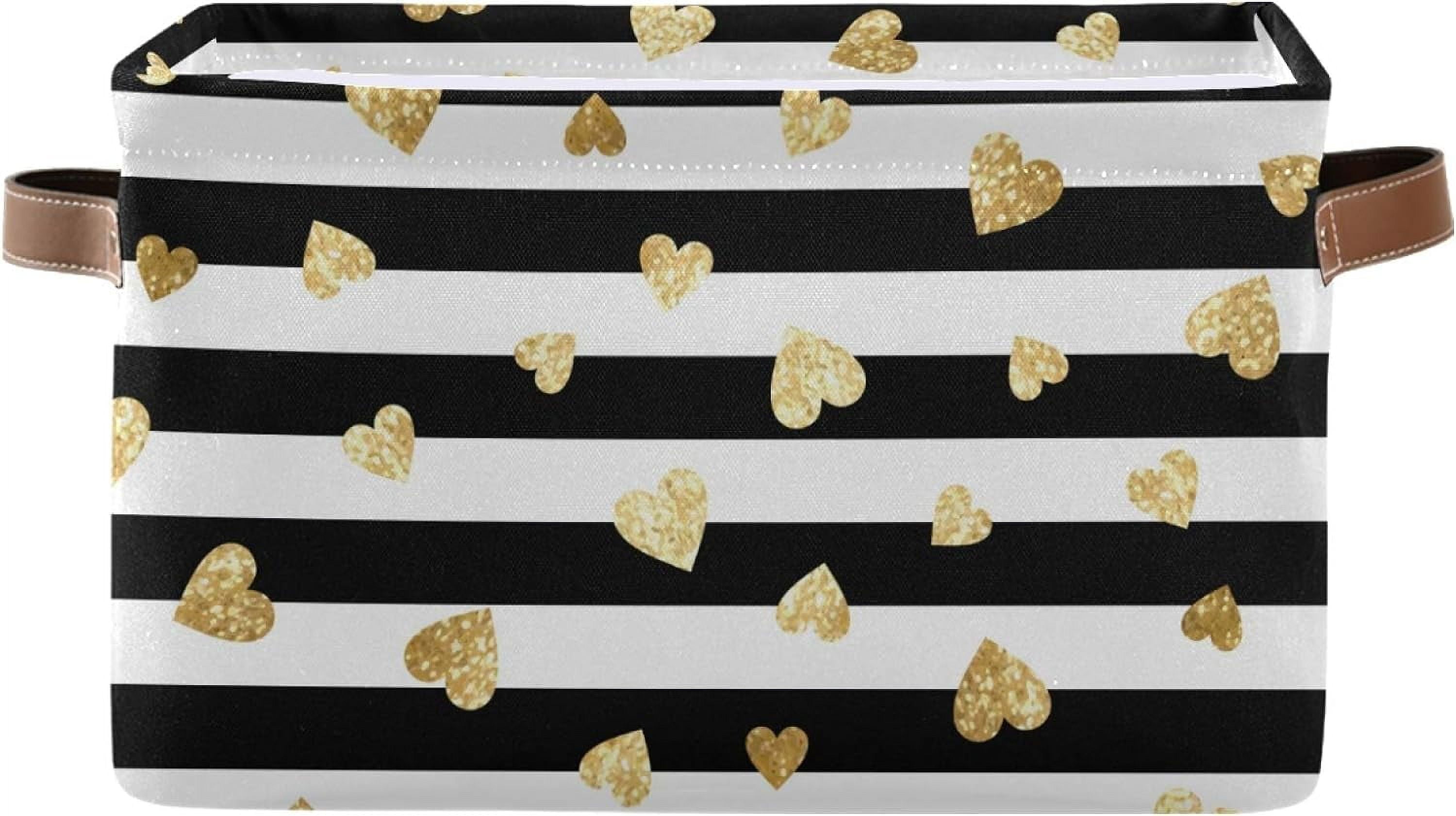 Coolnut Large Foldable Storage Bin Gold Glitter Hearts Fabric Storage ...