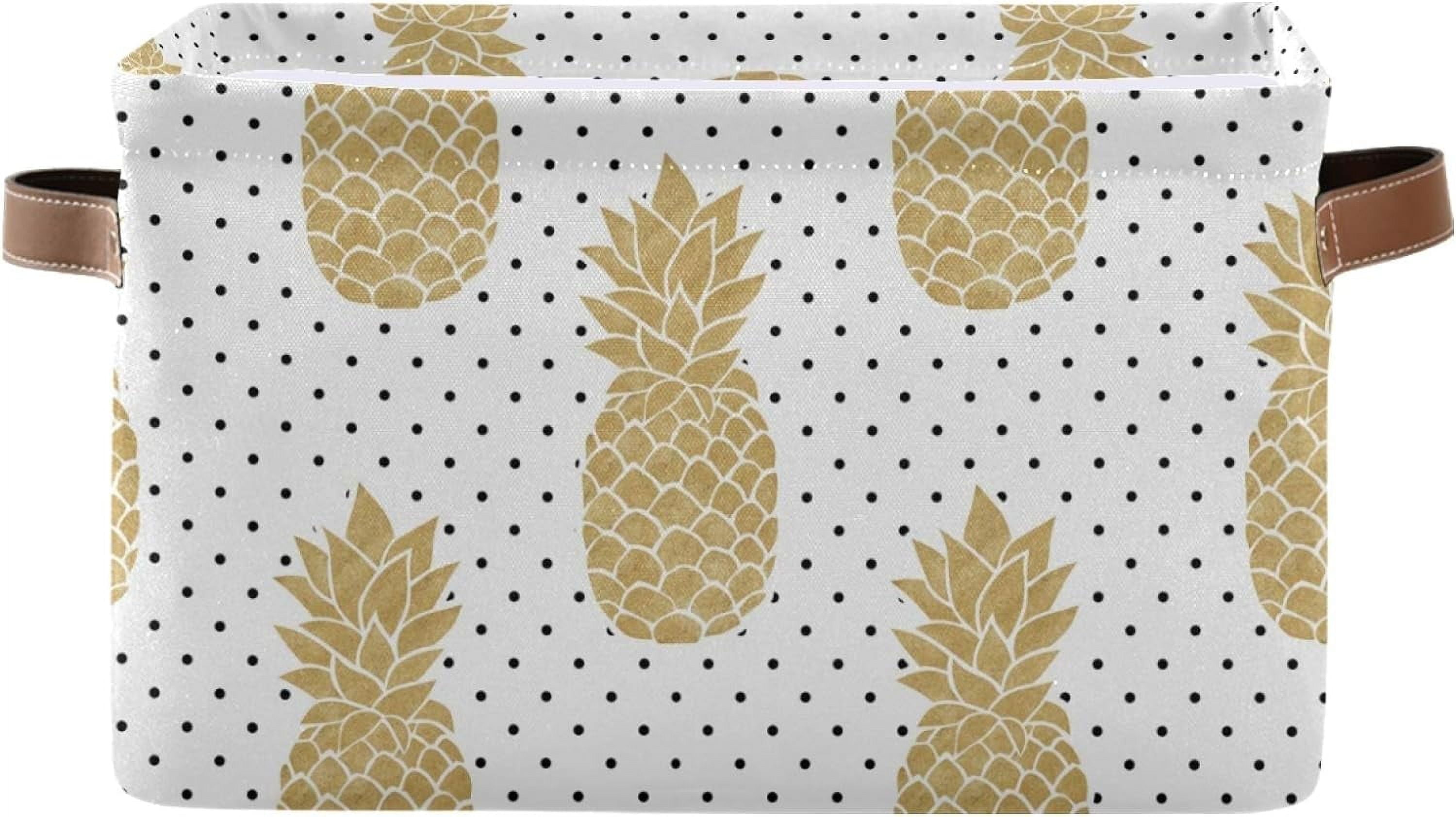 Coolnut Large Foldable Storage Bin Gold Pineapple Polka Dot Fabric ...