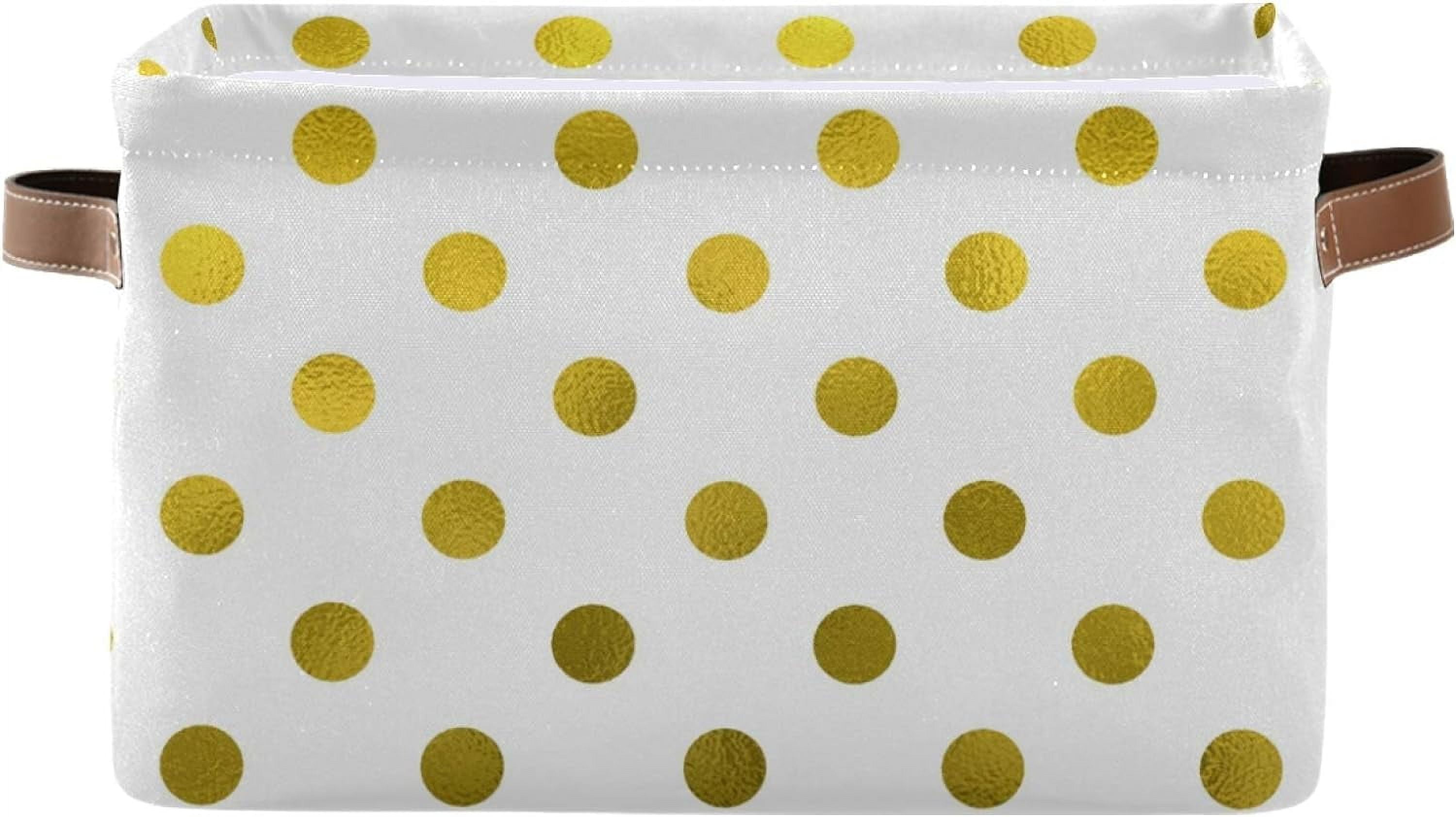 Coolnut Large Foldable Storage Bin Gold Polka Dots Fabric Storage ...