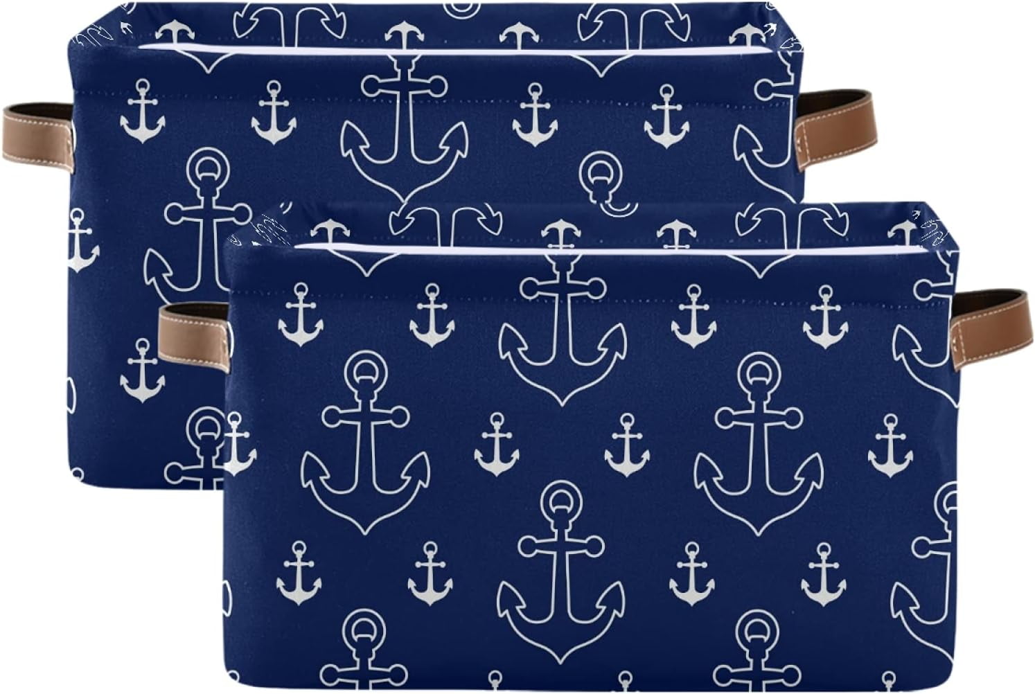 Coolnut Large Foldable Storage Bin Navy Blue Anchors Fabric Storage ...