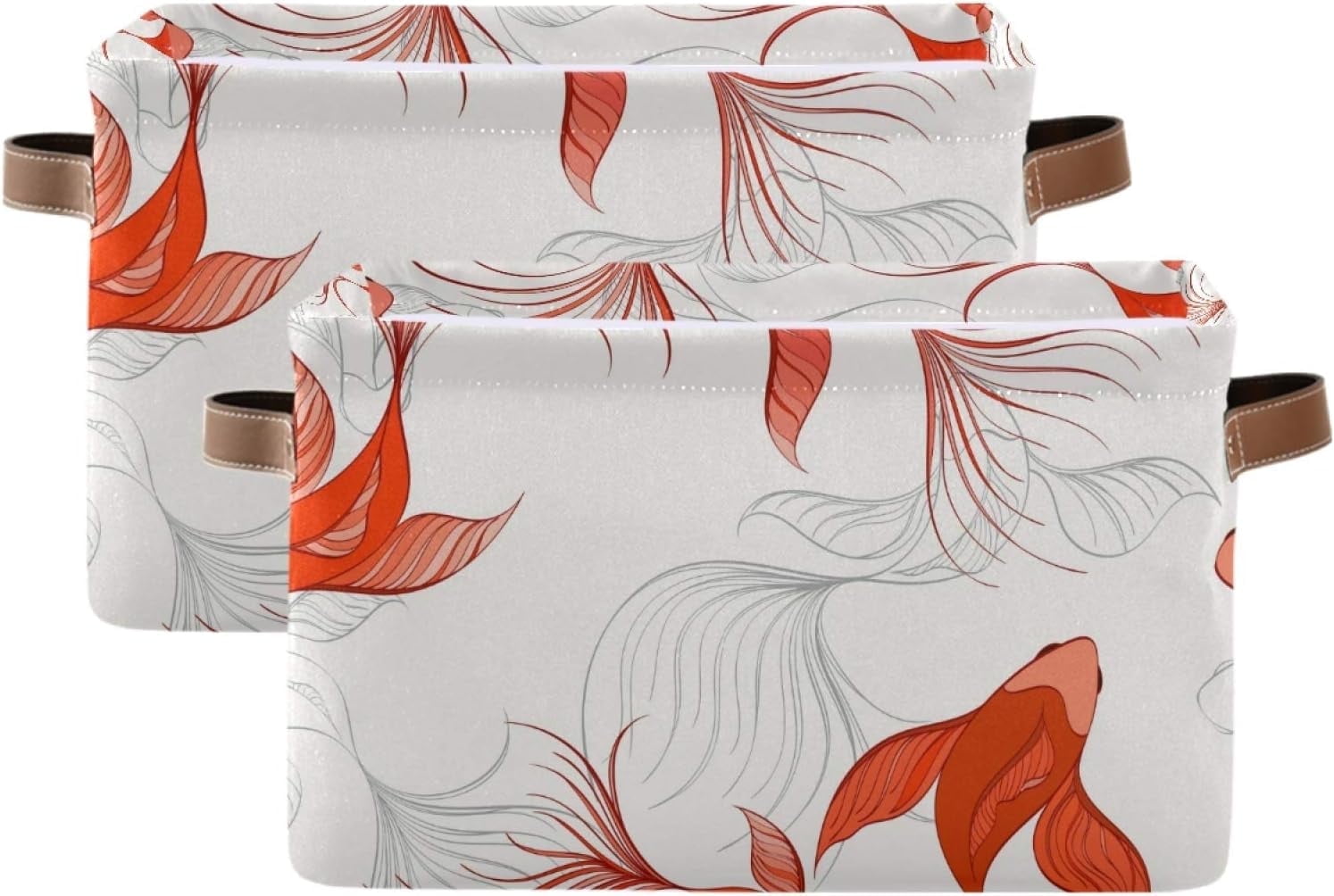 Coolnut Large Foldable Storage Bin Red Koi Fish Fabric Storage Baskets ...