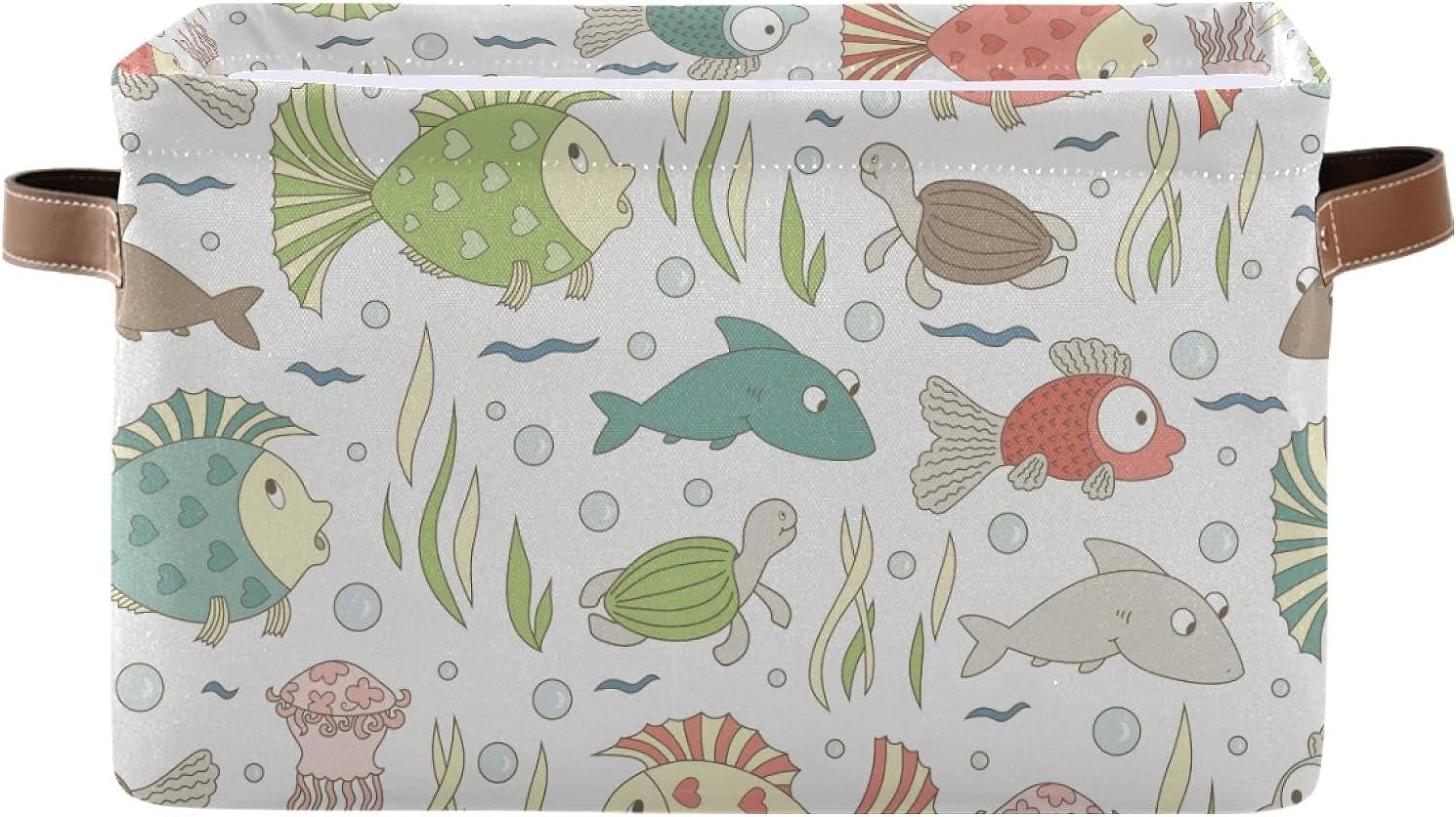 Coolnut Large Foldable Storage Bin Sea Animals Funny Fish Fabric ...