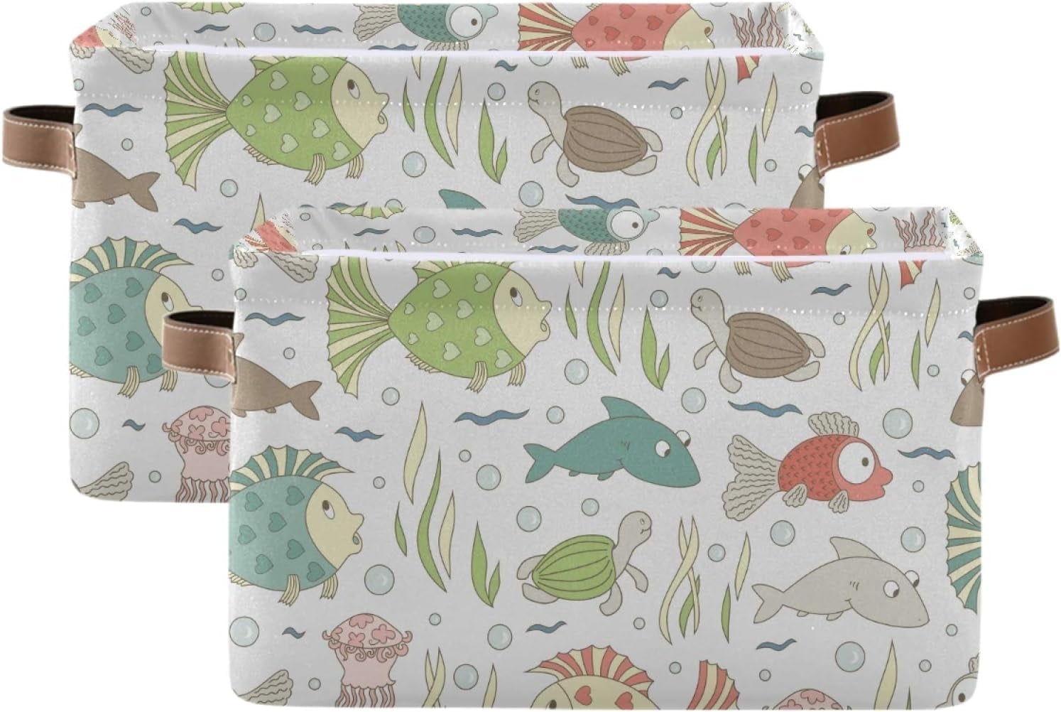Coolnut Large Foldable Storage Bin Sea Animals Funny Fish Fabric ...