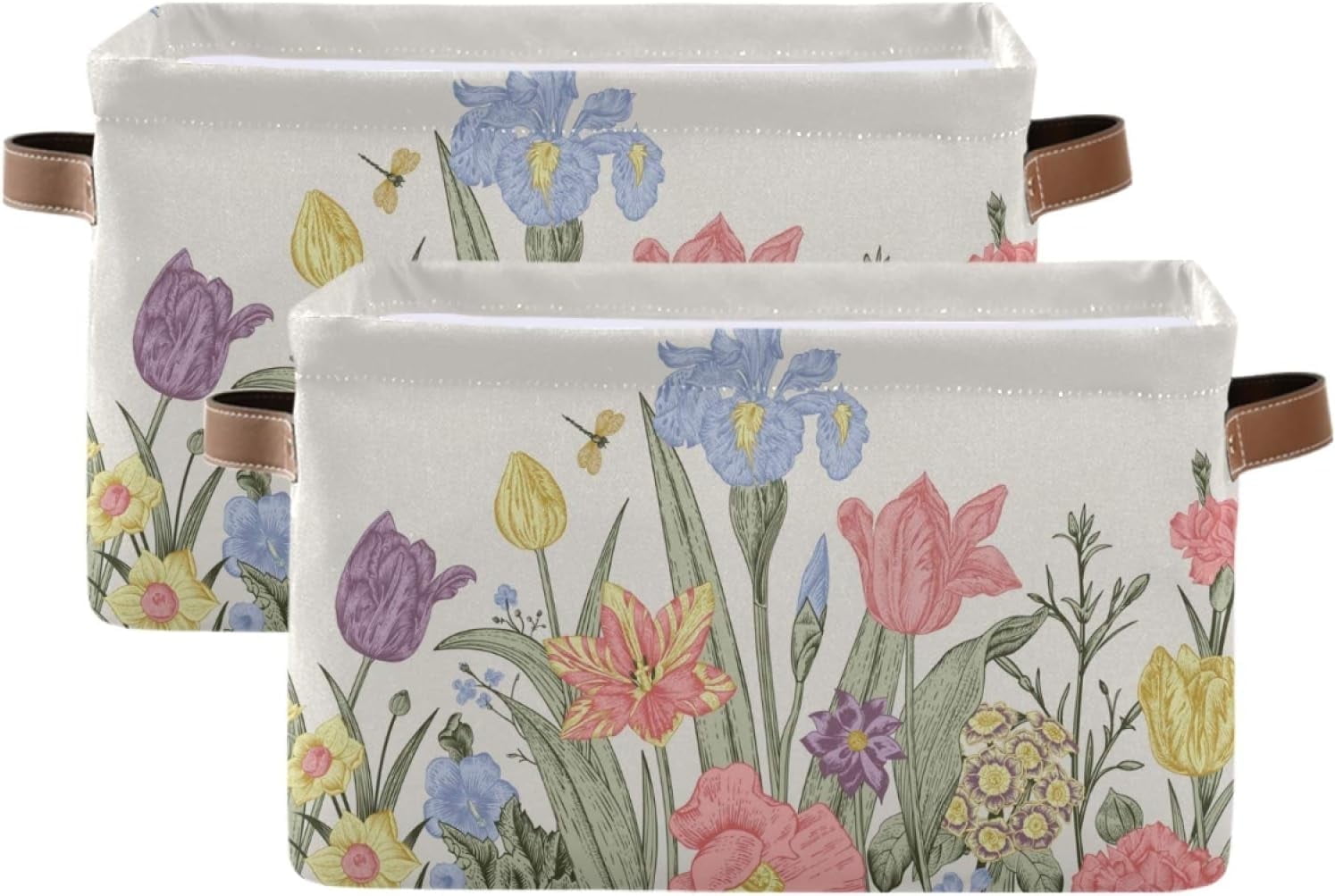 Coolnut Large Foldable Storage Bin Spring Flowers Fabric Storage ...
