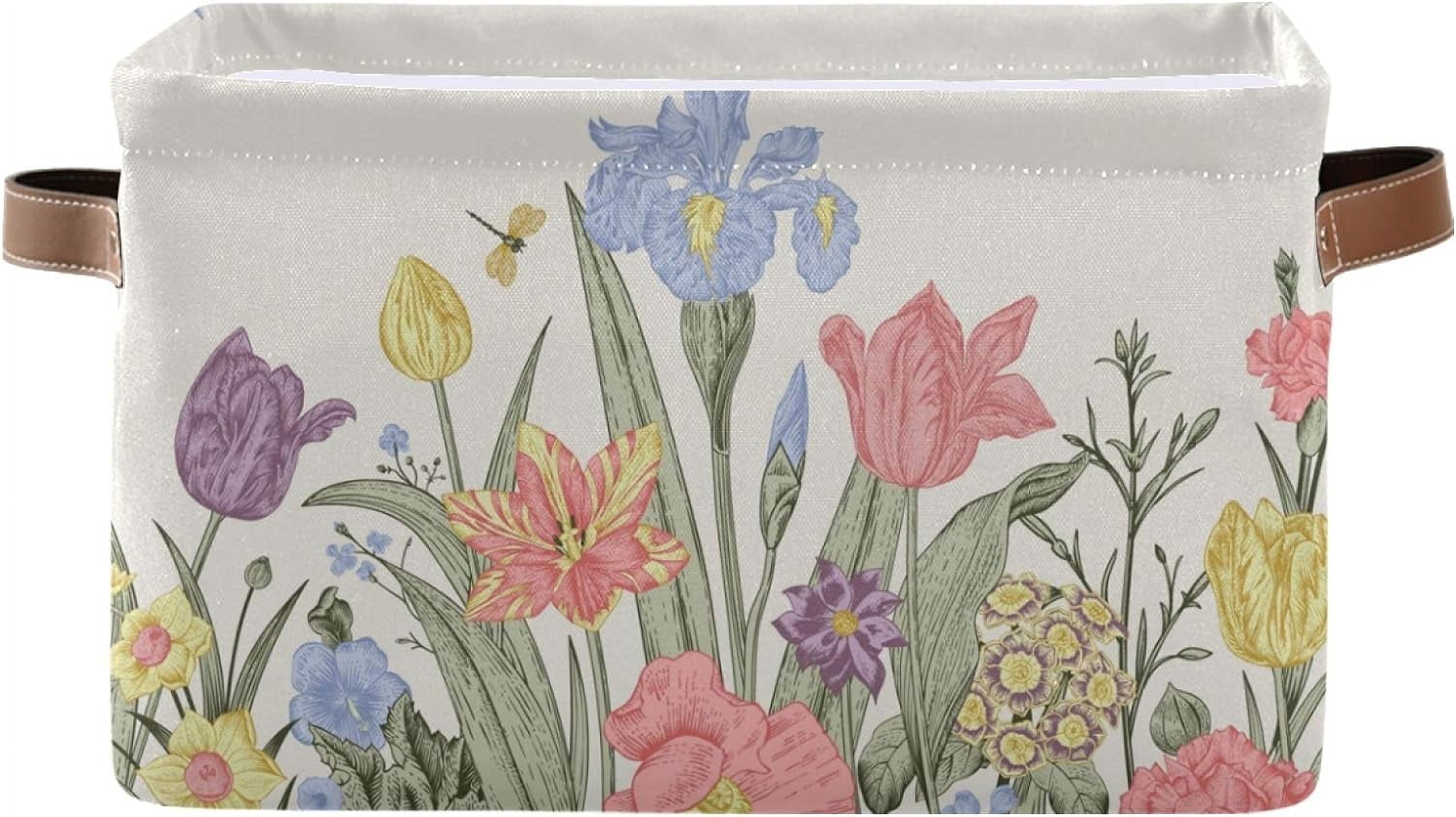 Coolnut Large Foldable Storage Bin Spring Flowers Fabric Storage ...