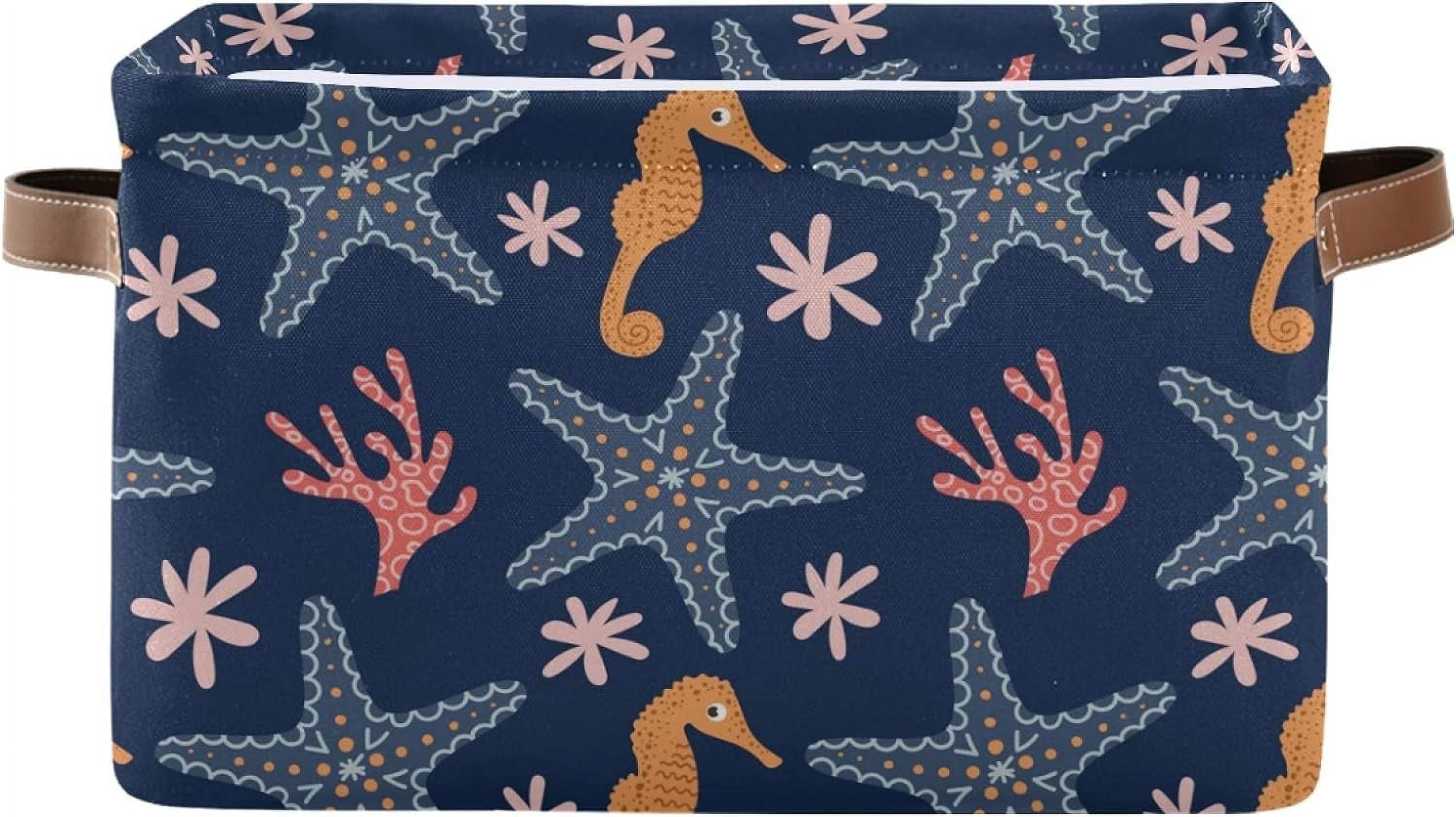 Coolnut Large Foldable Storage Bin Starfish Seahorse Fabric Storage ...