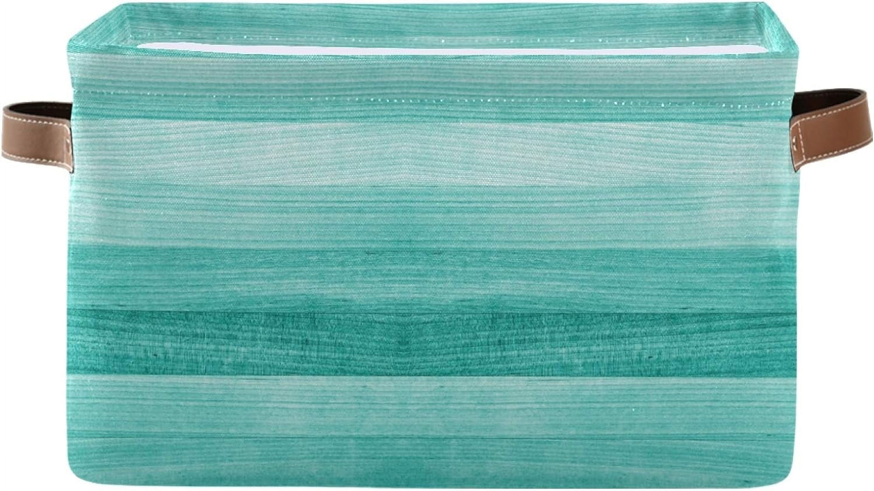 Coolnut Large Foldable Storage Bin Turquoise Green Wooden Fabric ...
