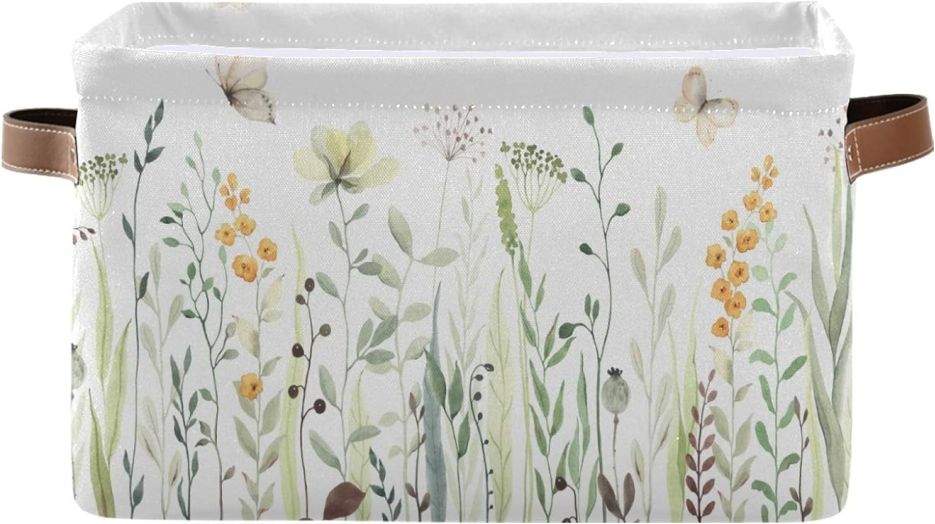 Coolnut Large Foldable Storage Bin Watercolor Floral Fabric Storage ...