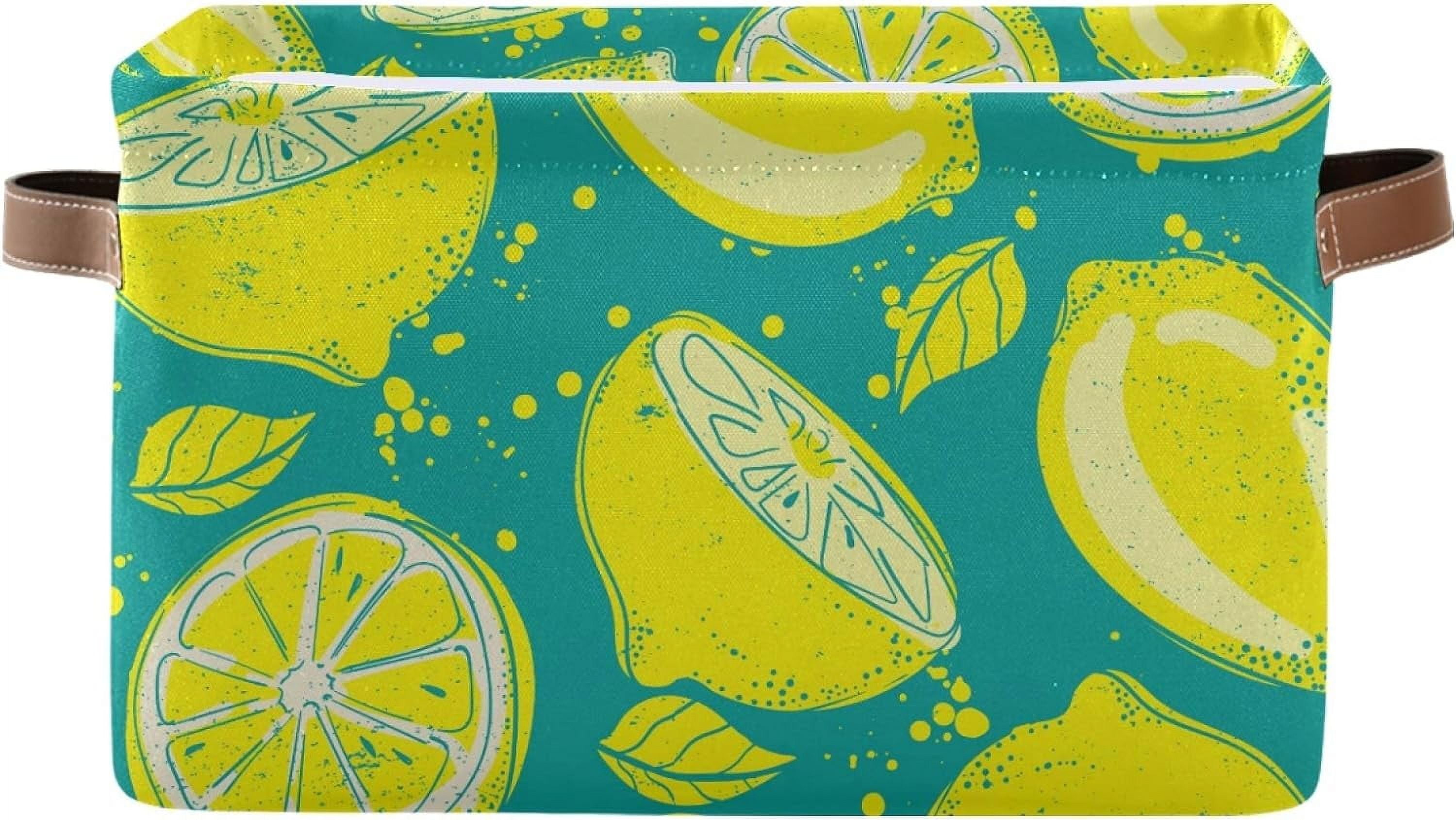 Coolnut Large Foldable Storage Bin Yellow Lemon Fabric Storage Baskets ...