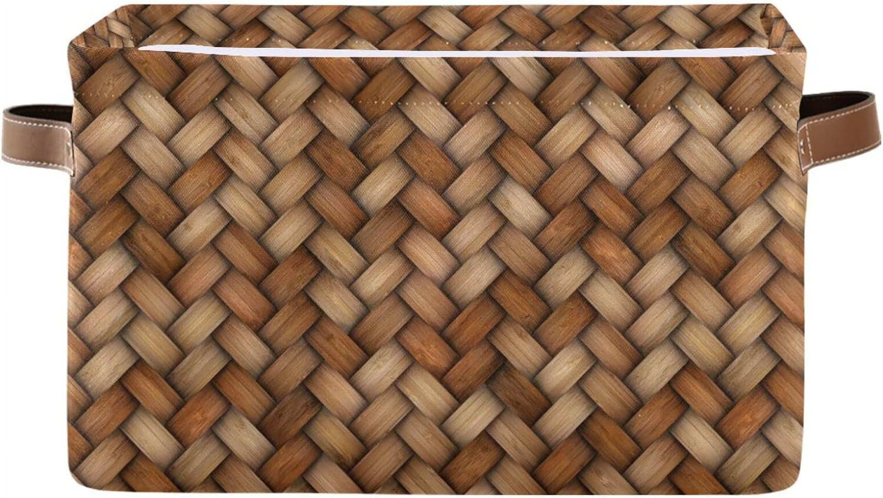 Coolnut Large Storage Basket 3D Wicker Print Brown Square Foldable ...