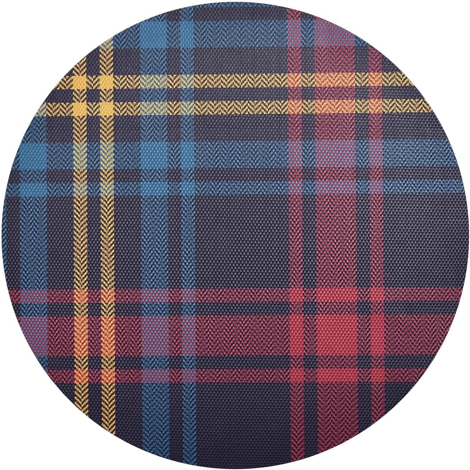 Coolnut Lattice Stripe Round Placemat Set of 6, Non-Slip Heat Resistant ...