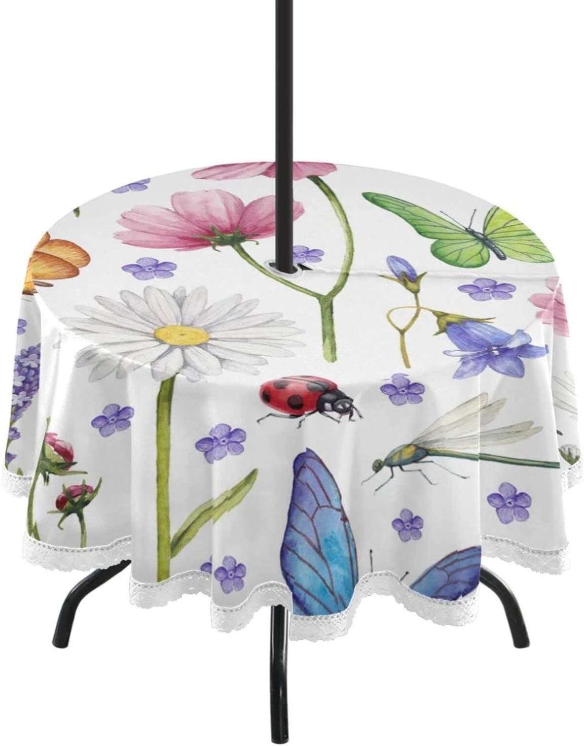 Coolnut Lavender Botanical Round Table Cloth, Heat Resistant Table ...