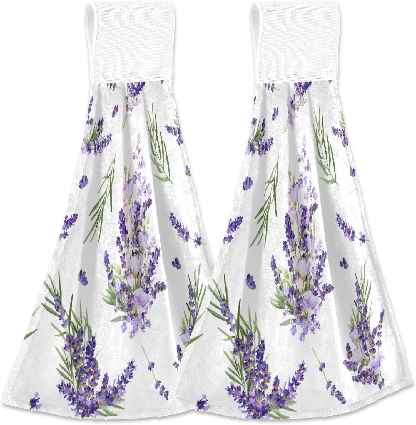 Coolnut Lavender Flowers Kitchen Towels 2 Pcs, Soft Absorbent Hand ...