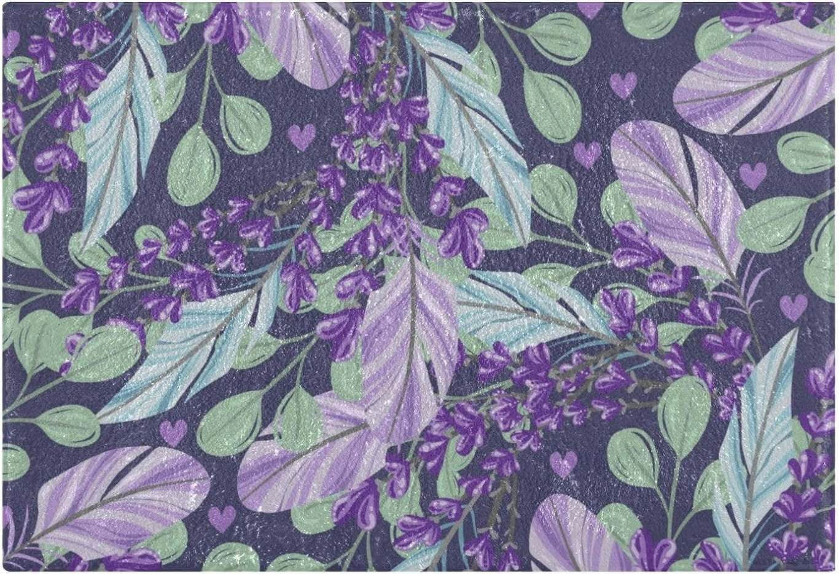 Coolnut Lavender Leaves Anti-Slip Ultra Absorbent Durable Bath Rug with ...