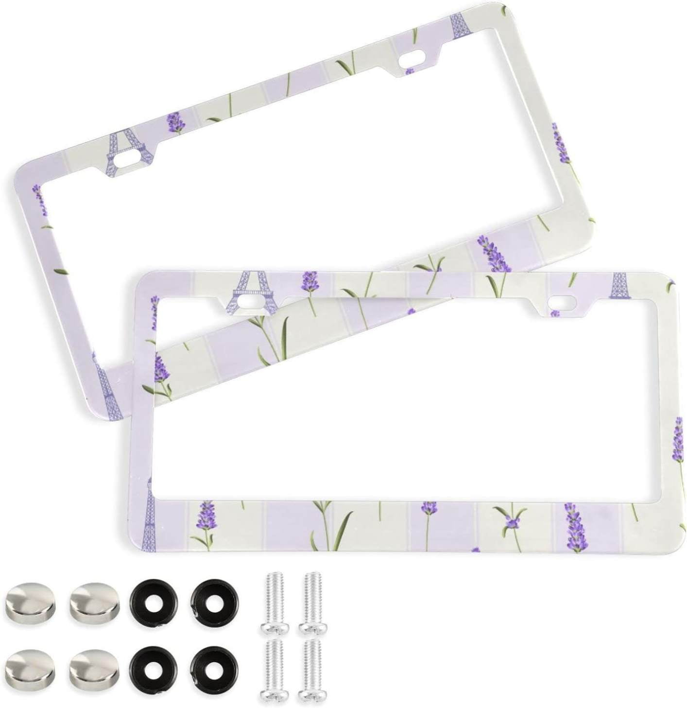 Coolnut Lavender License Plate Frames 2 Pack, Waterproof Aluminum Alloy ...