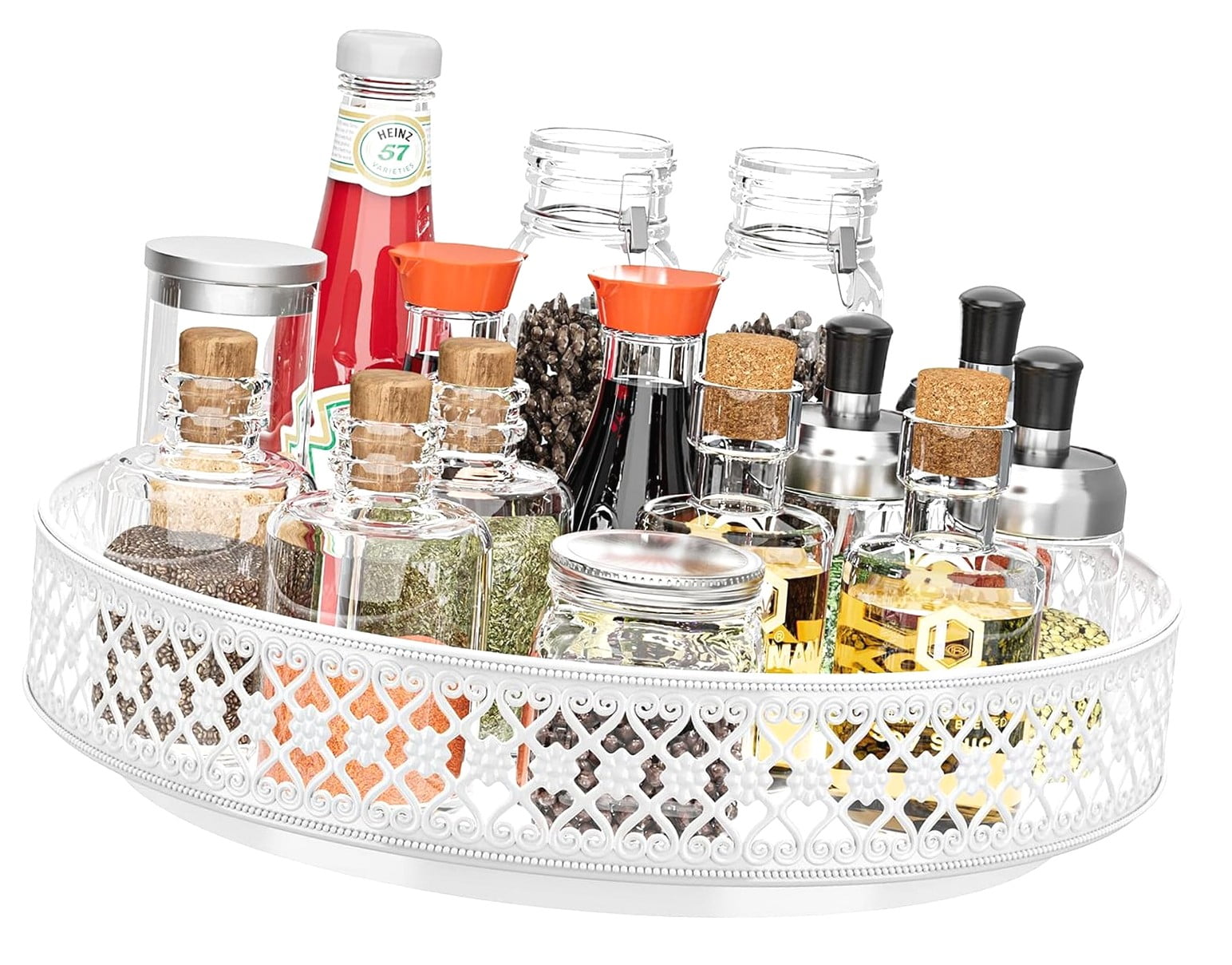 Coolnut Lazy Turntable Organizer 13 inch Rotating Spice Rack Metal Lazy ...
