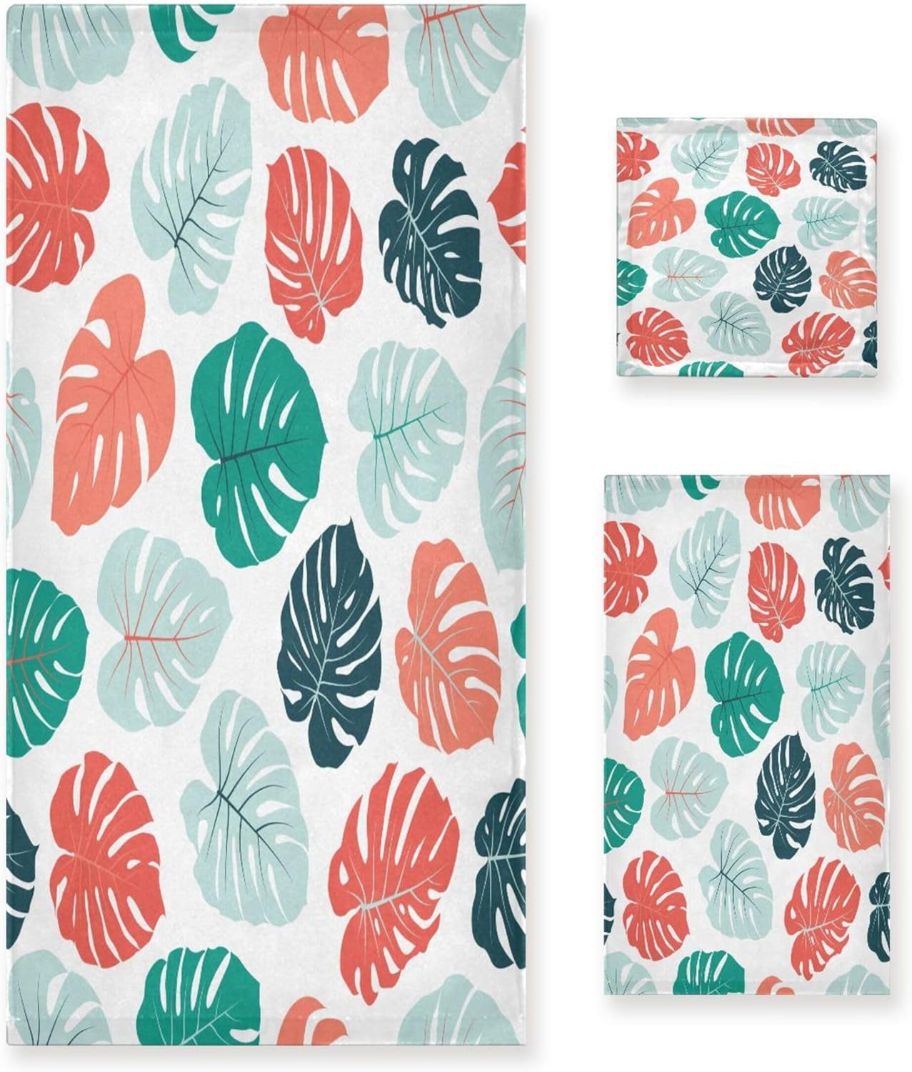 Coolnut Leaf Bathroom Towel Set of 3 with Hand Towel, Wash Cloths ...