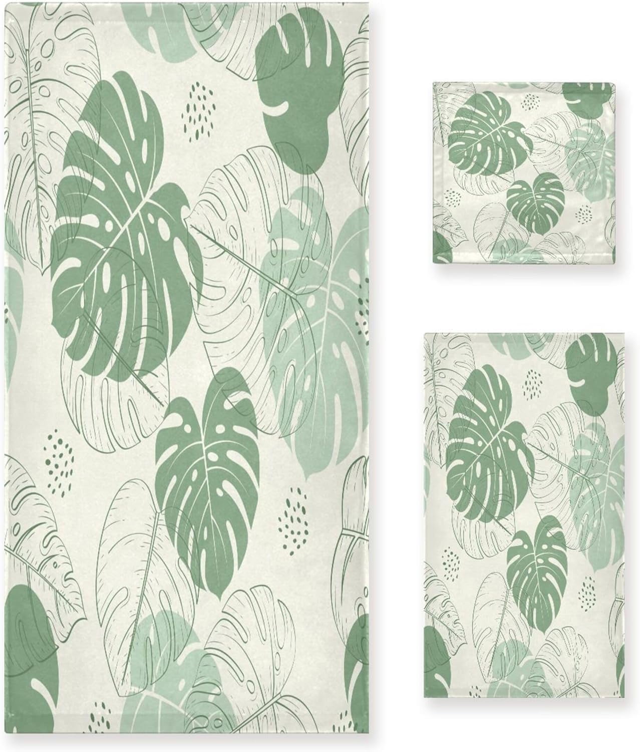 Coolnut Leaves Bathroom Towel Set of 3 with Hand Towel, Wash Cloths ...