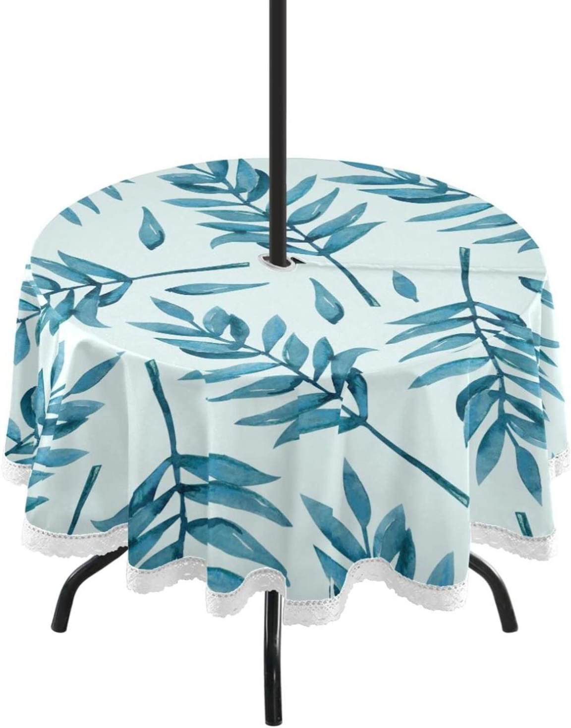 Coolnut Leaves Branches Round Tablecloth with Zipper Umbrella Hole ...