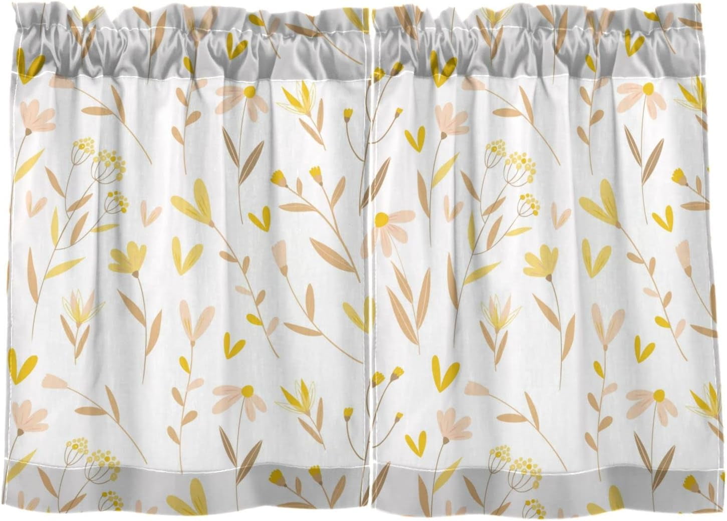 Coolnut Leaves Pattern Kitchen Curtains 2 Panels, UV Protected Tier ...