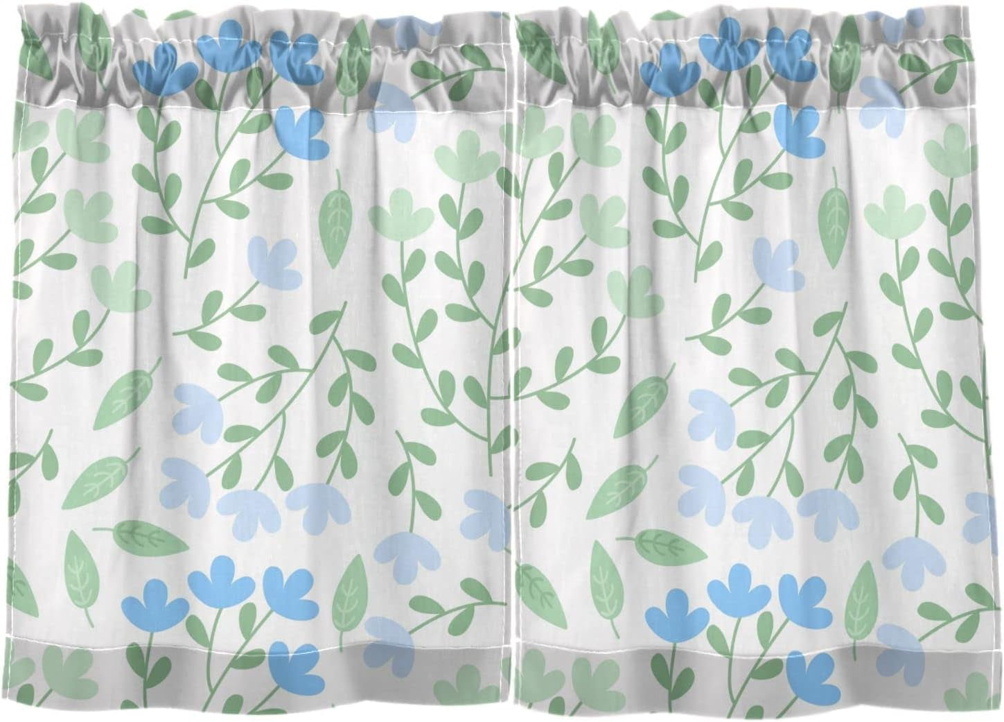 Coolnut Leaves Pattern Kitchen Curtains 2 Panels, UV Protected Tier ...