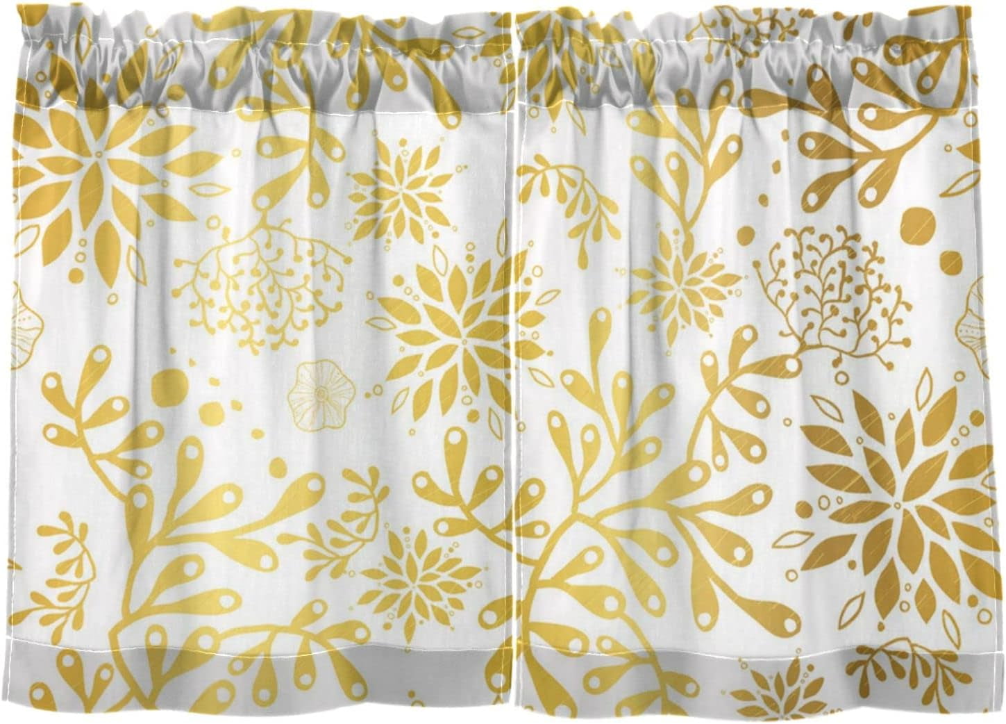 Coolnut Leaves Pattern Kitchen Curtains 2 Panels, UV Protected Tier ...