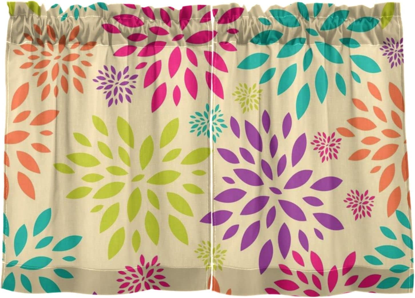 Coolnut Leaves Pattern Kitchen Curtains 2 Panels, UV Protected Tier ...