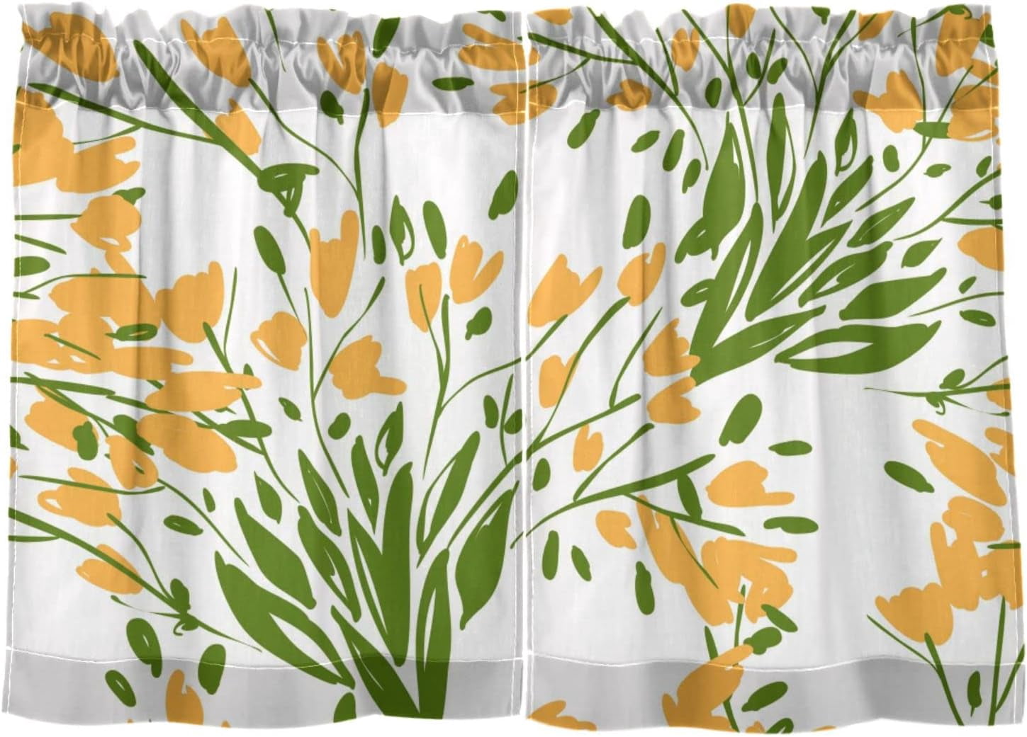 Coolnut Leaves Pattern Kitchen Curtains 2 Panels, UV Protected Tier ...