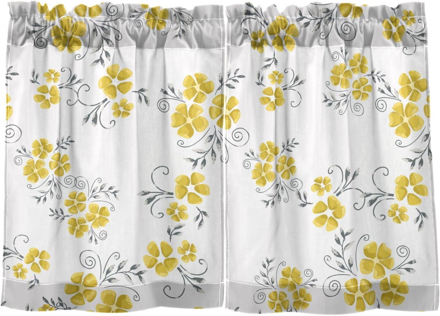 Coolnut Leaves Pattern Kitchen Curtains 2 Panels, UV Protected Tier ...