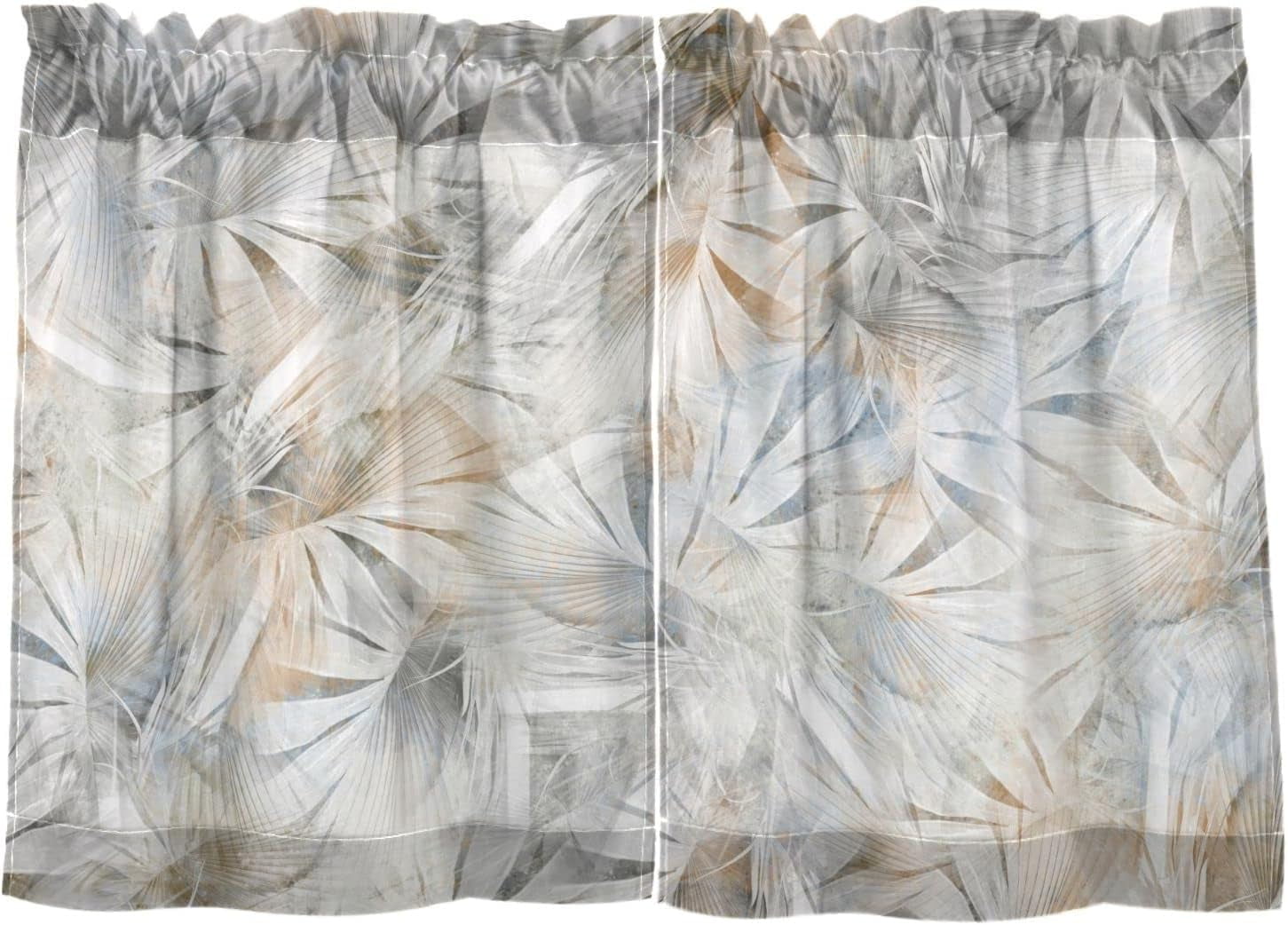 Coolnut Leaves Pattern Kitchen Curtains 2 Panels, UV Protected Tier ...
