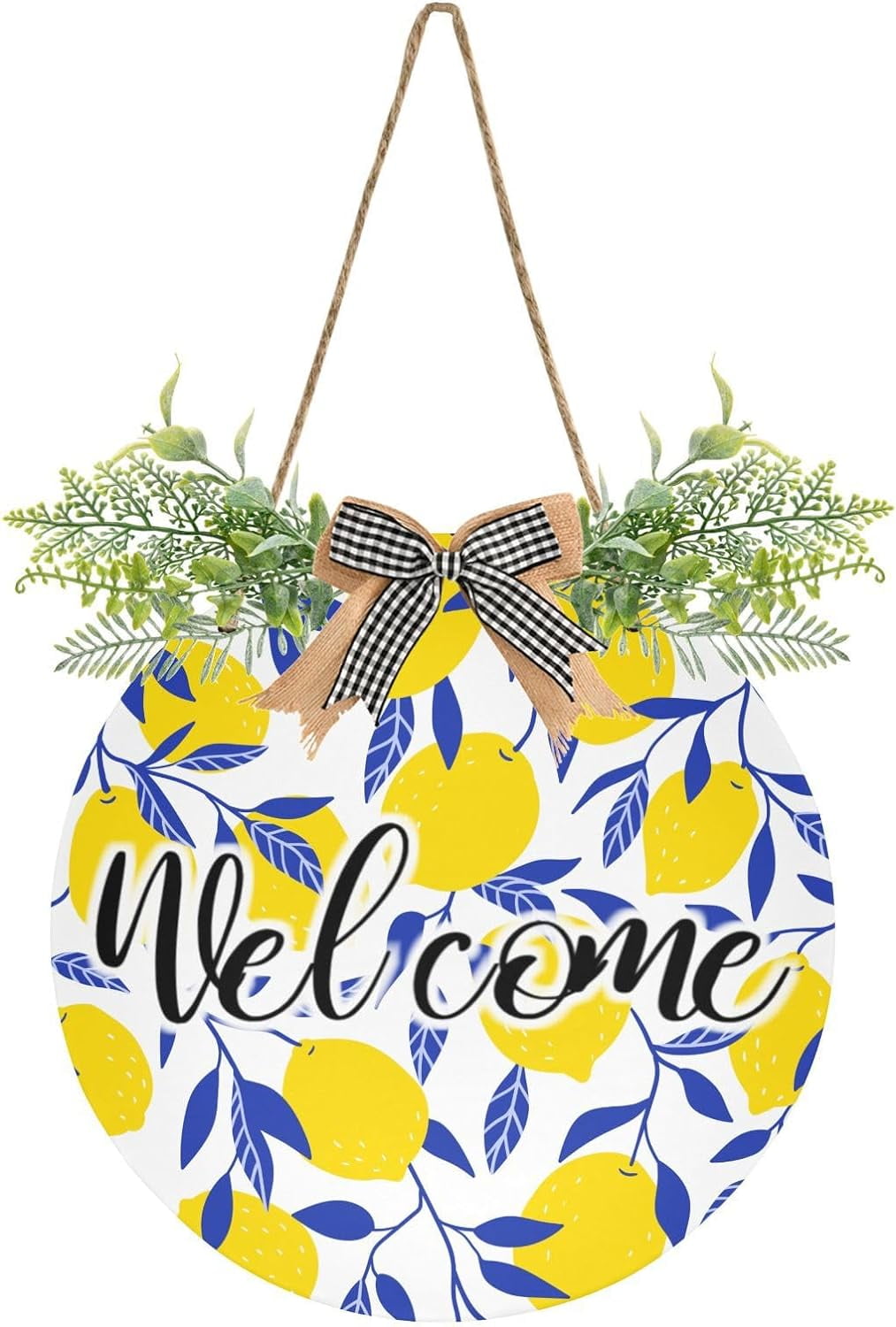 Coolnut Lemon Front Door Round, Hanging Welcome Sign, Front Door for ...