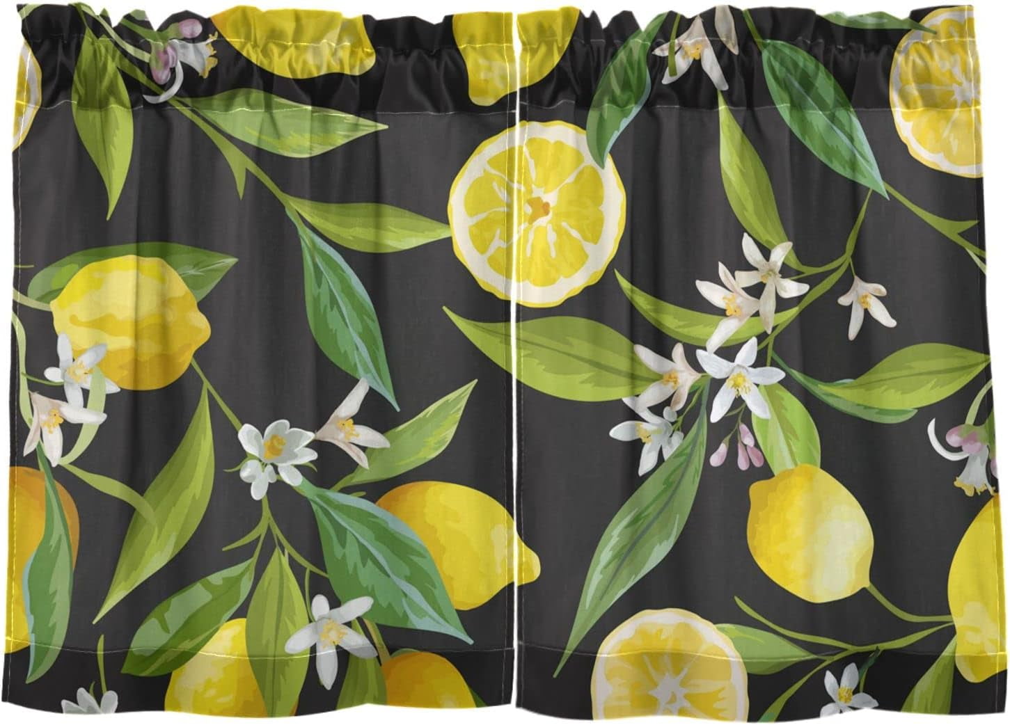 Coolnut Lemon Kitchen Curtains 2 Panels, UV Protected Tier Curtains ...