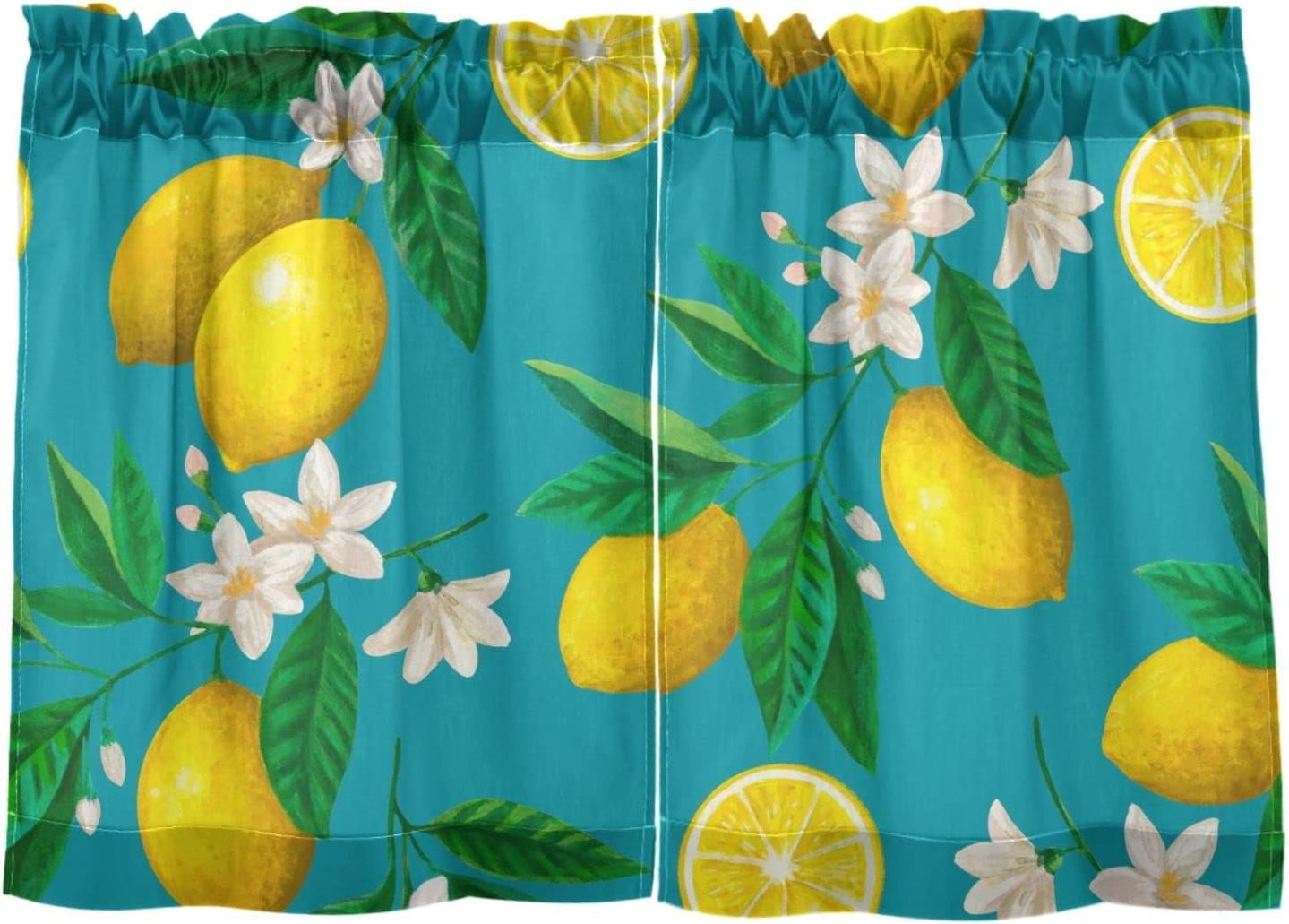 Coolnut Lemon Kitchen Curtains 2 Panels, UV Protected Tier Curtains ...