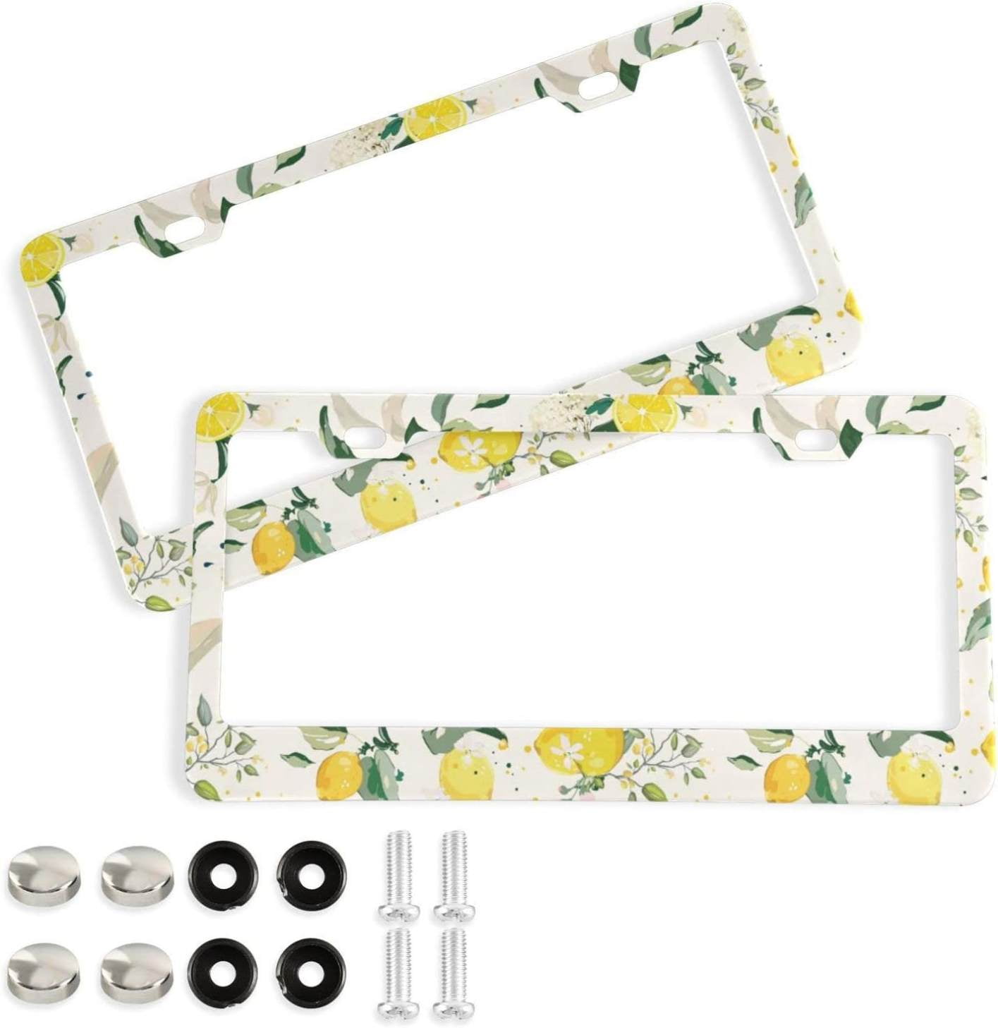 Coolnut Lemon License Plate Frames 2 Pack, Waterproof Aluminum Alloy ...