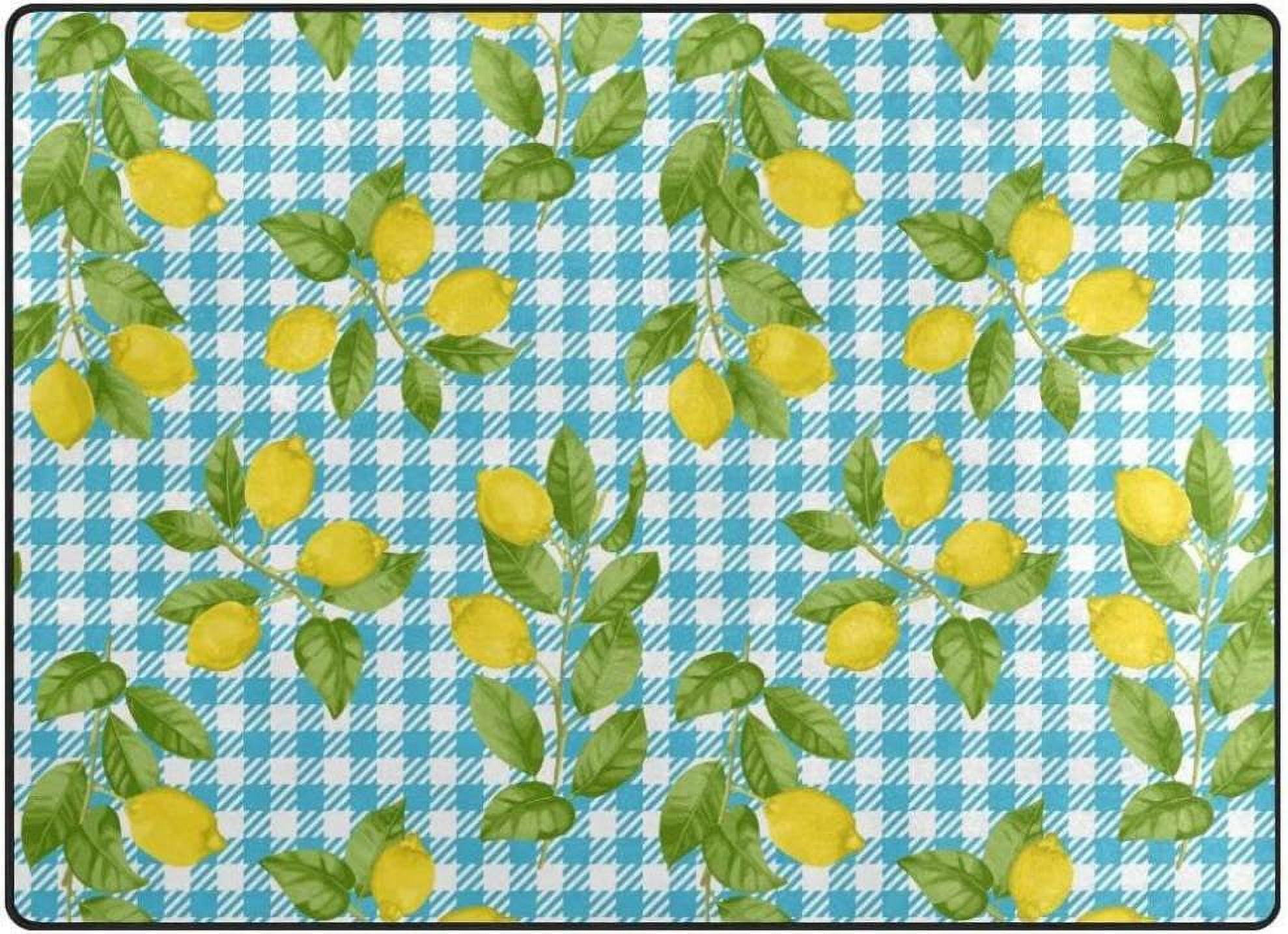 Coolnut Lemon Paild Area Rug, 4'x5' Pet & Child Friendly Carpet for ...