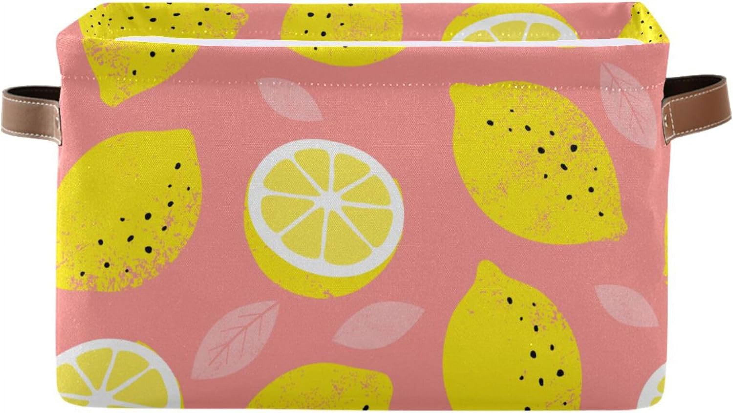 Coolnut Lemon Storage Basket, Durable Canvas Organizer With Handles ...