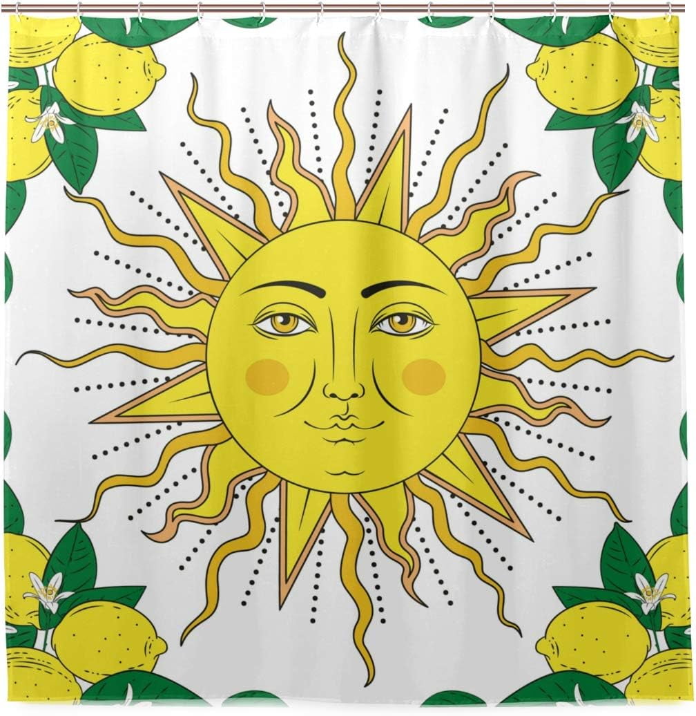 Coolnut Lemon and Sun with Human Face Bath Shower Curtain Liners 72"x72 ...