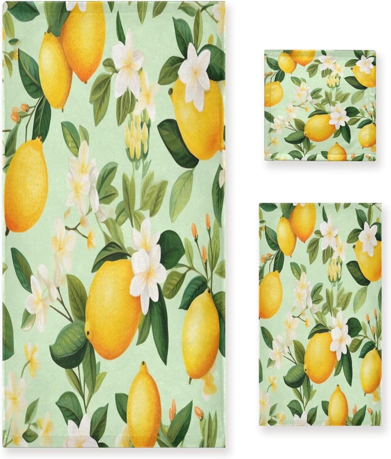 Coolnut Lemon and Flowe Bath Towels Absorbent Bath Towels Set Soft ...