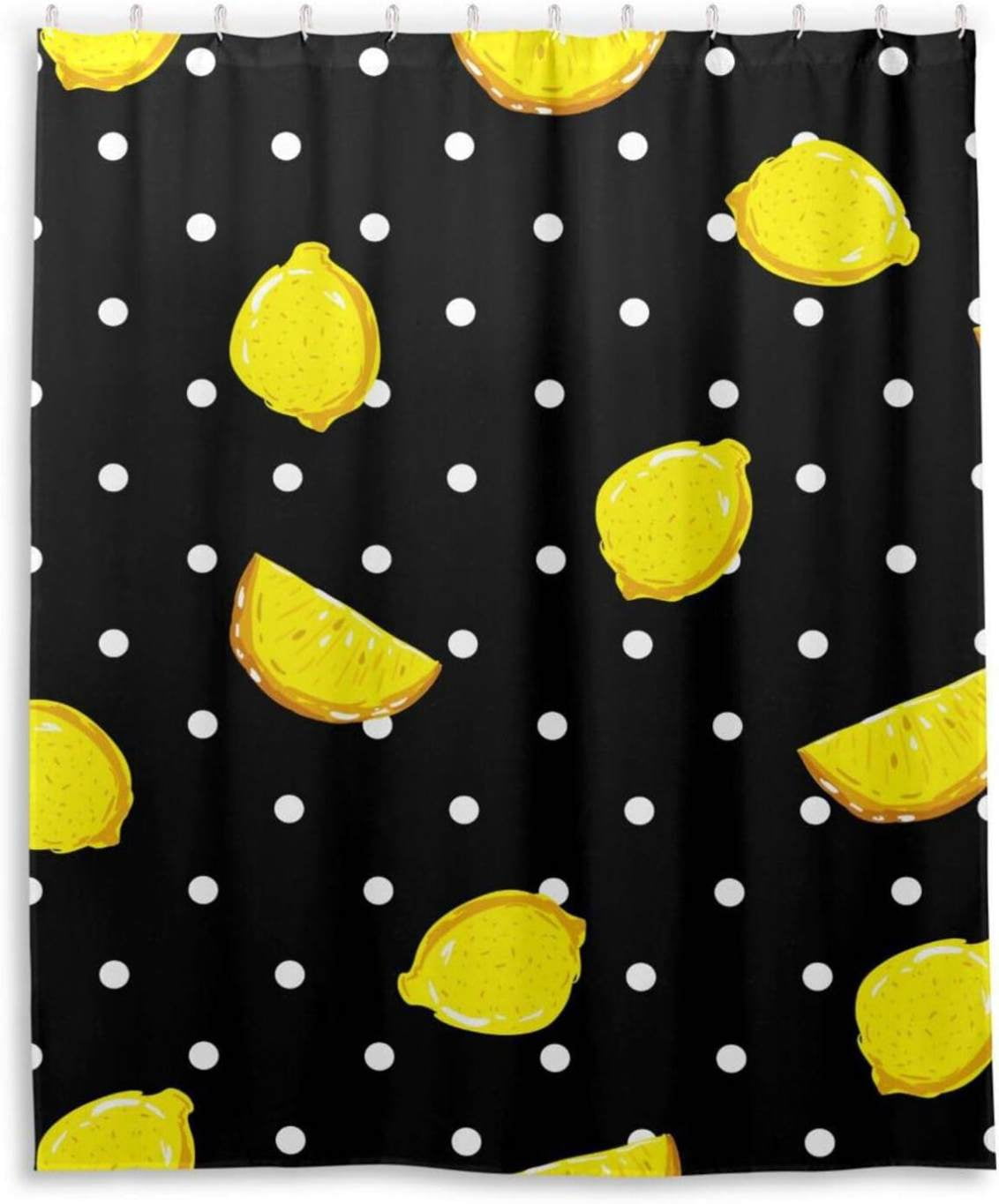 Coolnut Lemon on Polka Dots Bathroom Waterproof Shower Curtain Set, 60 ...